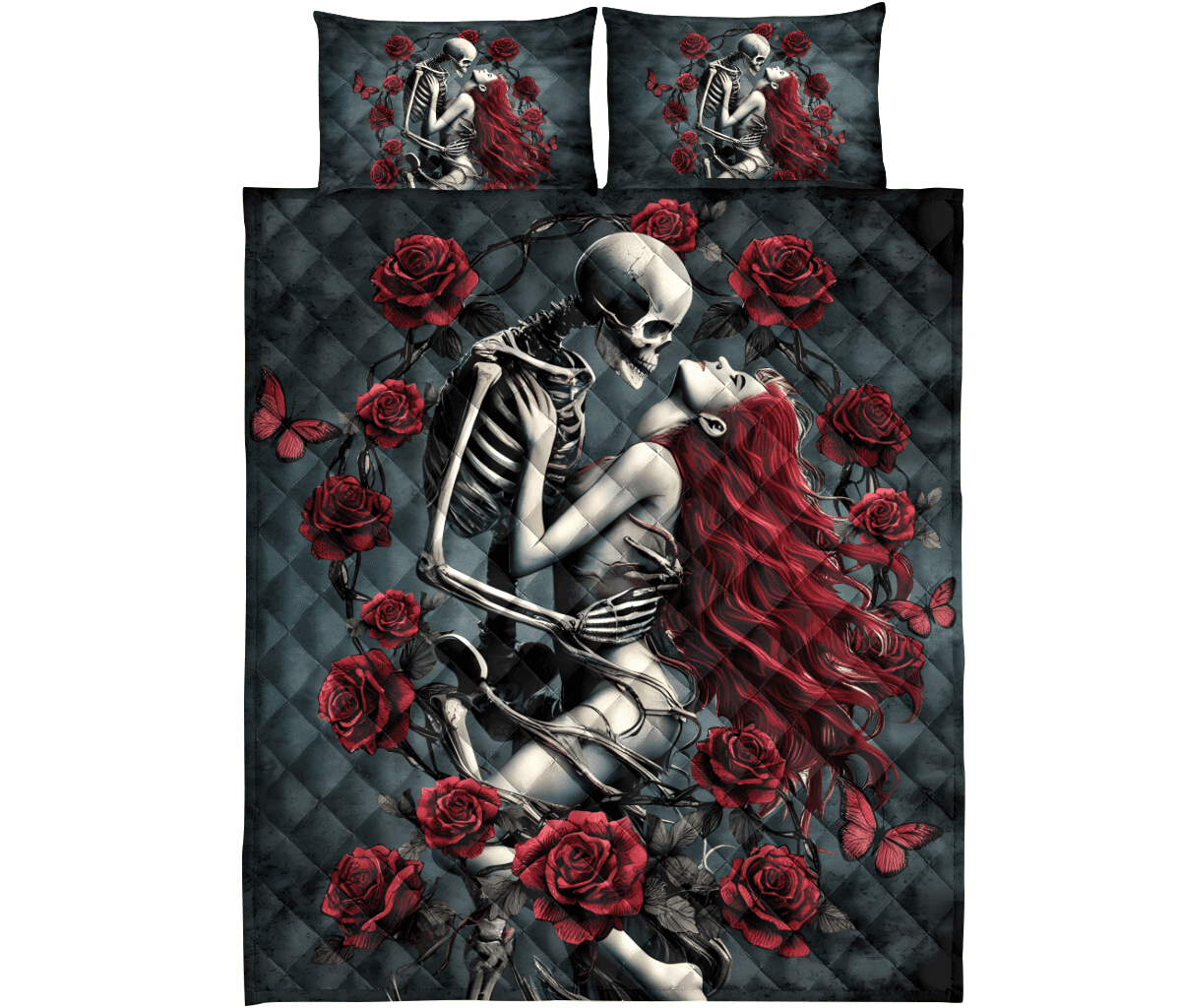 Lotusprinthandmade 3D Horror Gothic Skeleton Skull Couple Quilt Bedding ...