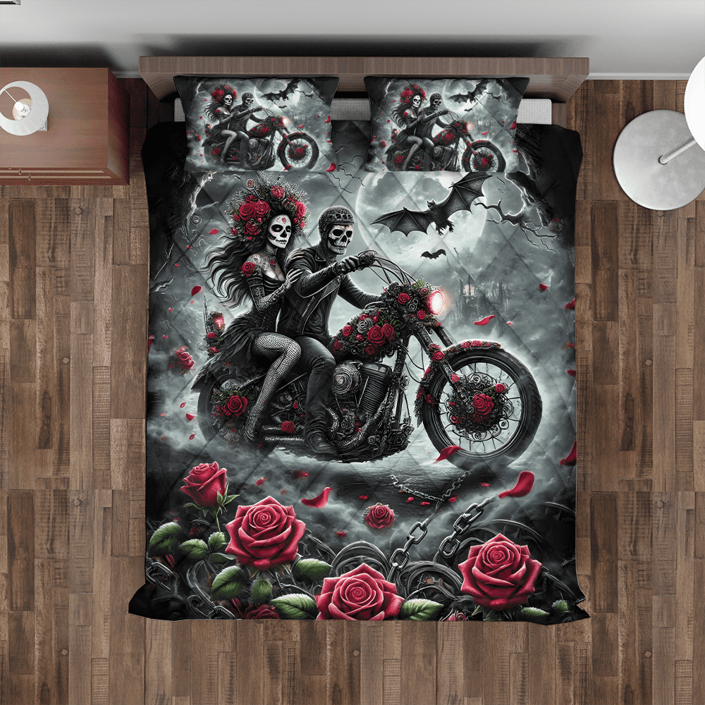 Lotusprinthandmade 3D Horror Gothic Skeleton Skull Couple Quilt Bedding ...