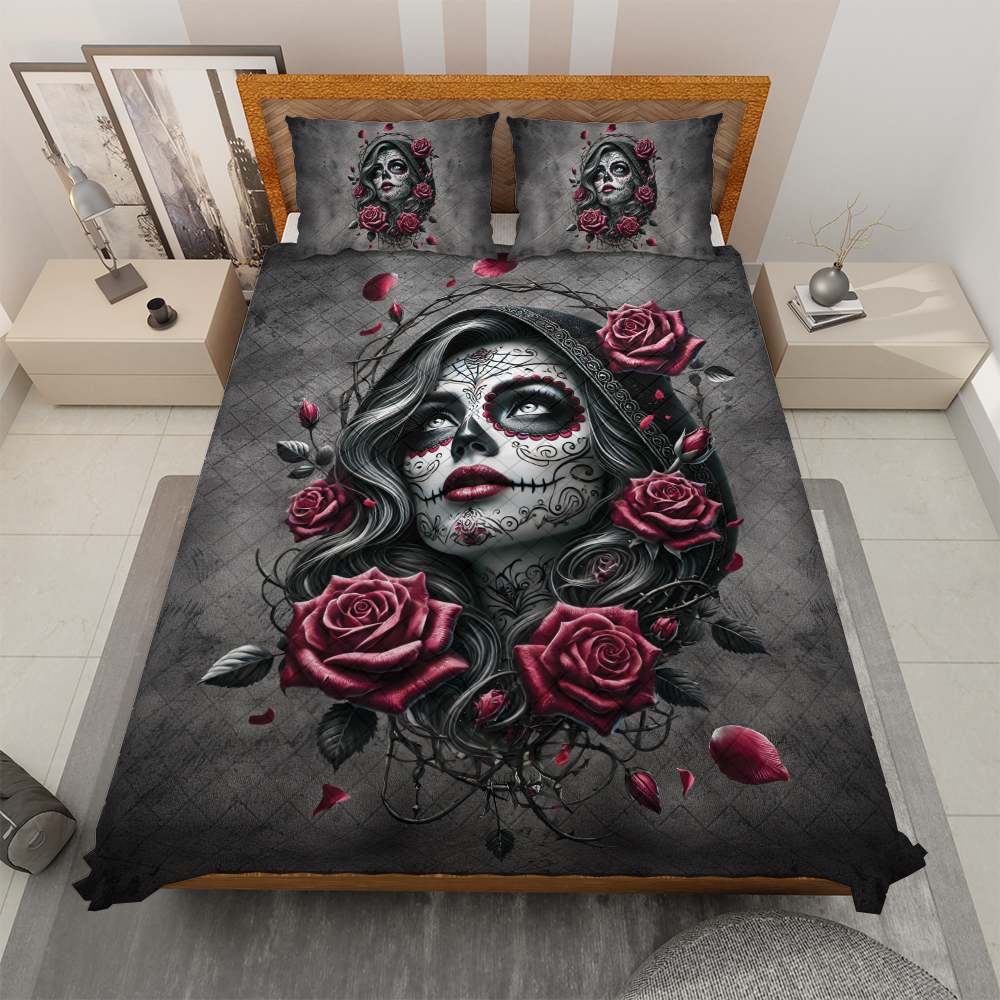 Lotusprinthandmade 3D Horror Gothic Skeleton Skull Couple Quilt Bedding ...