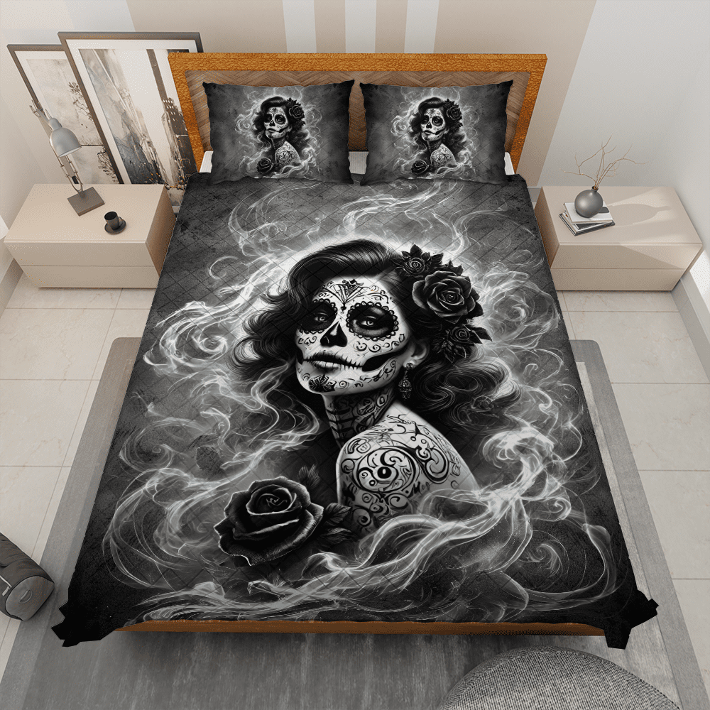 Lotusprinthandmade 3D Horror Gothic Skeleton Skull Couple Quilt Bedding ...
