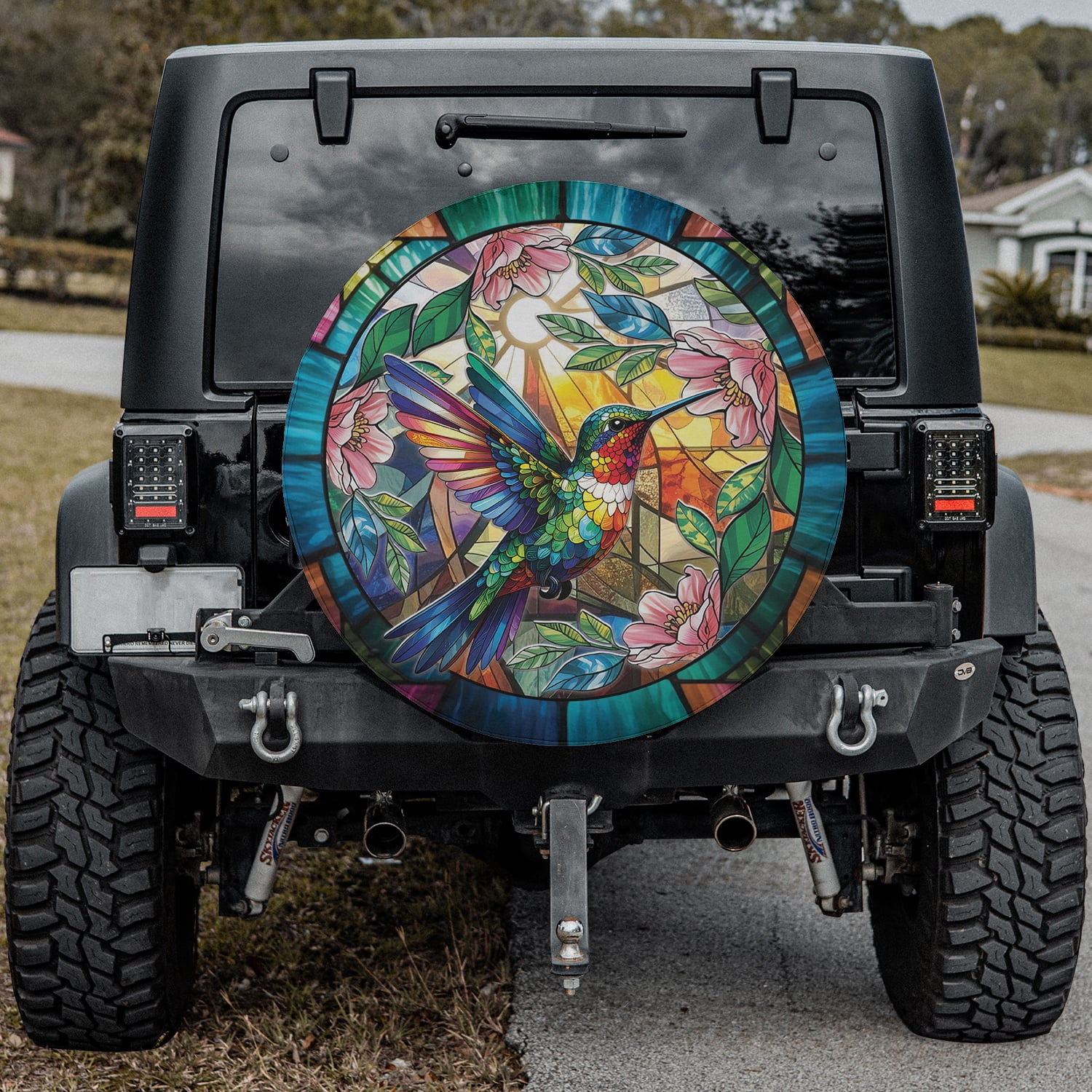 Lotusprinthandmade 3D Hummingbird And Floral Spare Tire Cover With ...