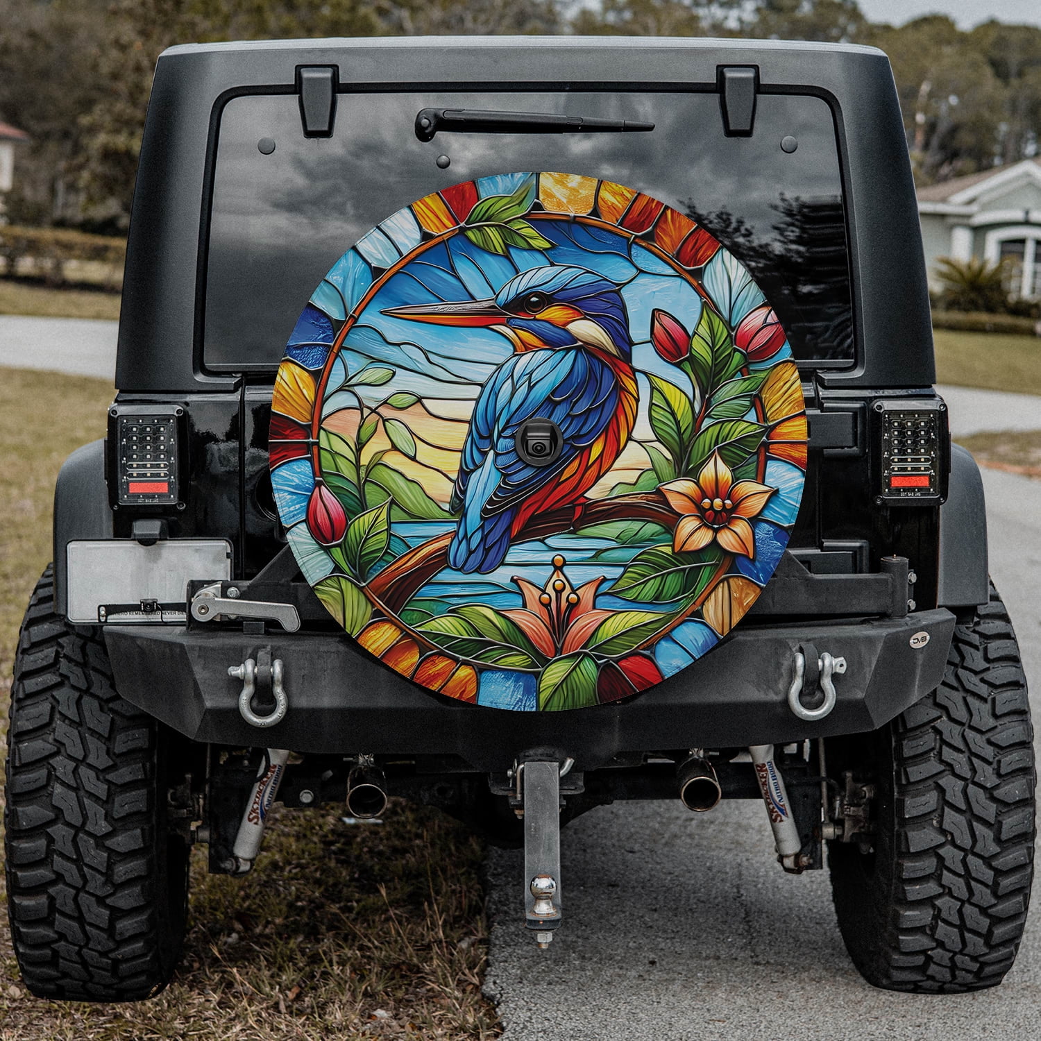 Lotusprinthandmade 3D Kingfisher Bird Spare Tire Cover With Backup ...