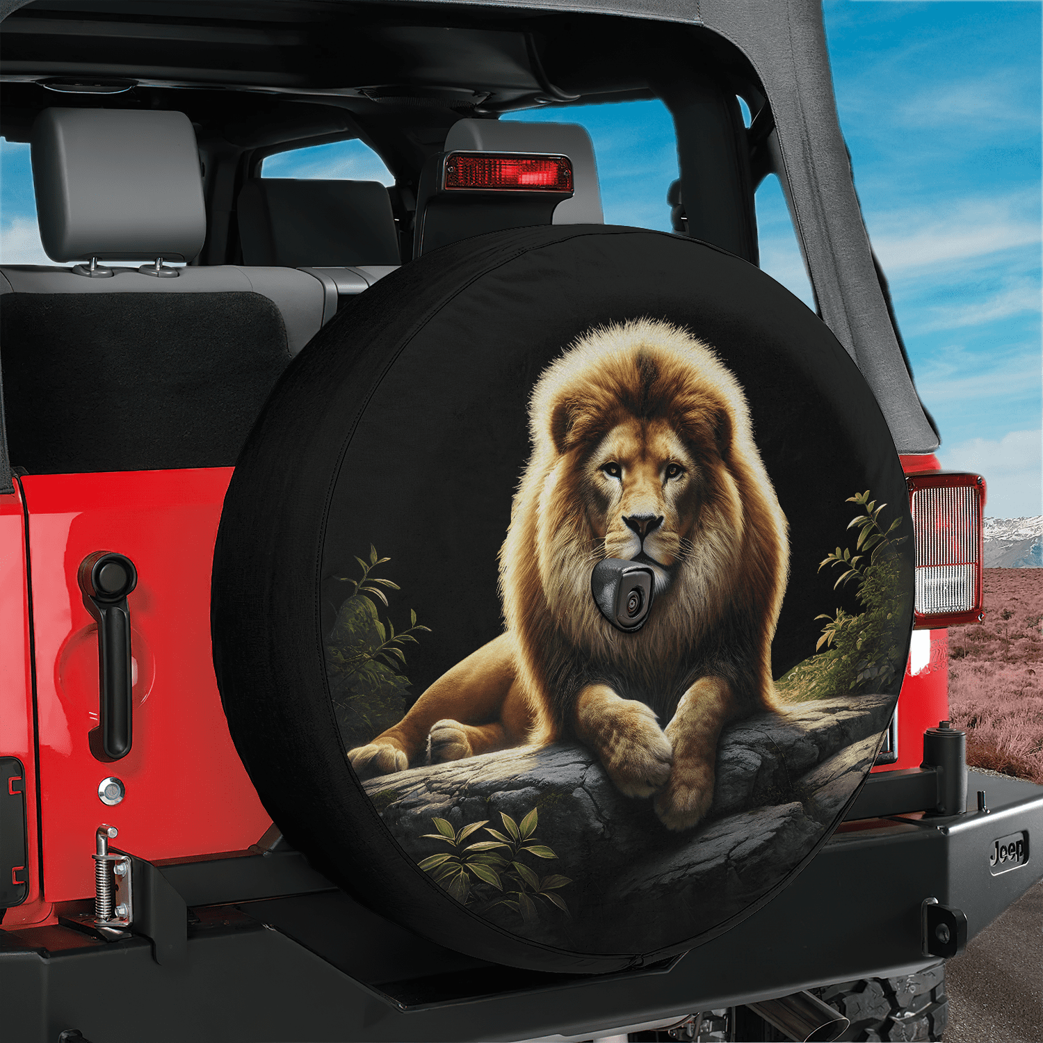 Lotusprinthandmade 3D Lion Lovers Spare Tire Cover With Backup Camera ...