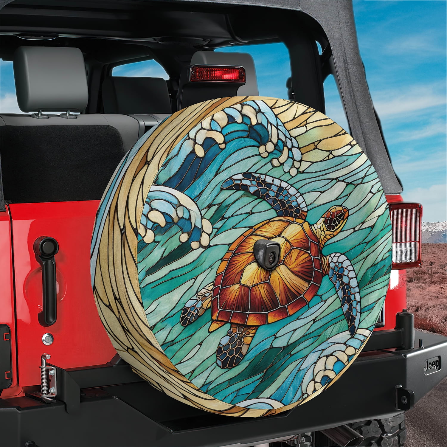 Lotusprinthandmade 3D Sea Turtle Spare Tire Cover With Backup Camera ...