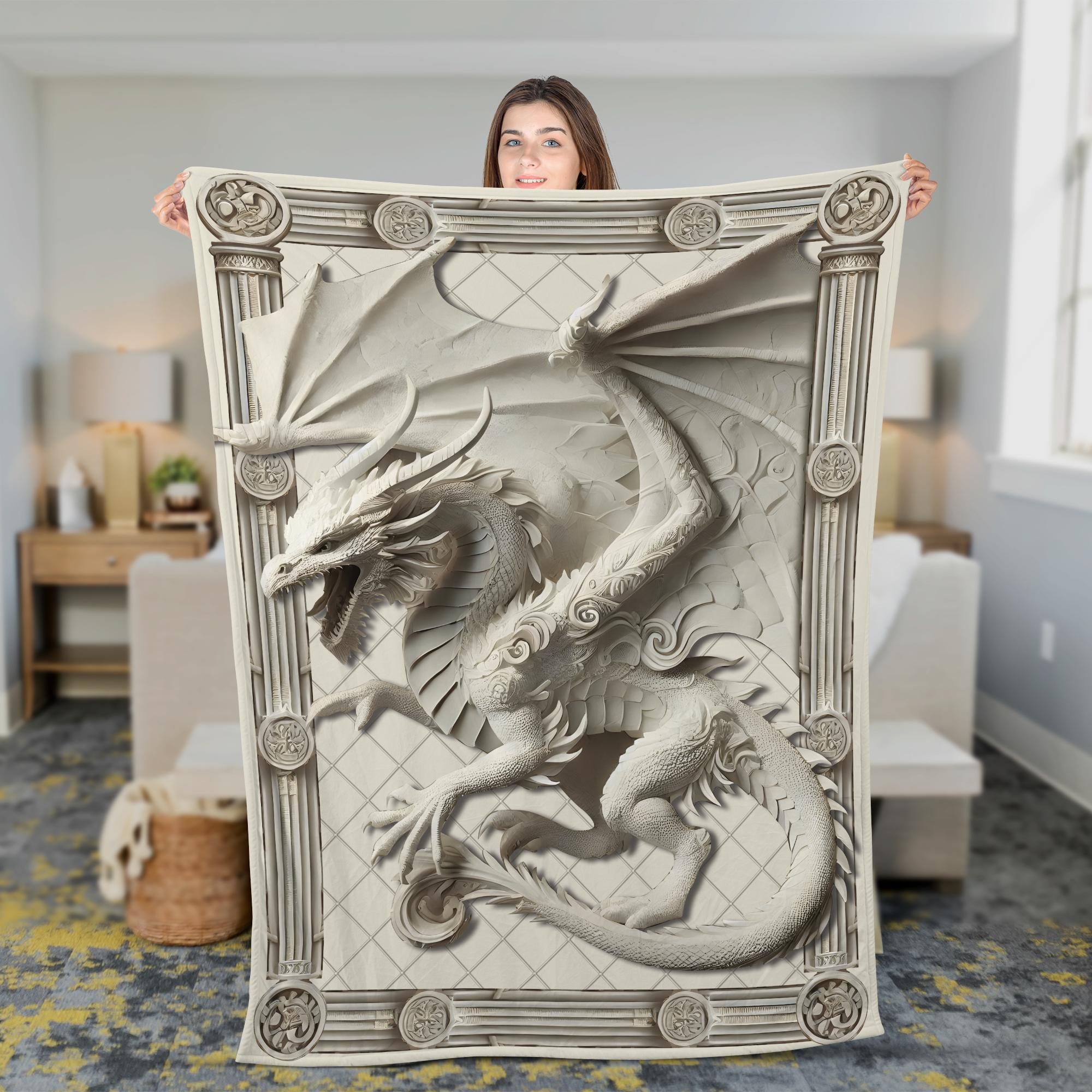 Lotusprinthandmade 3D White Dragon Lovers Fleece Blanket 2 Sizes (Made ...