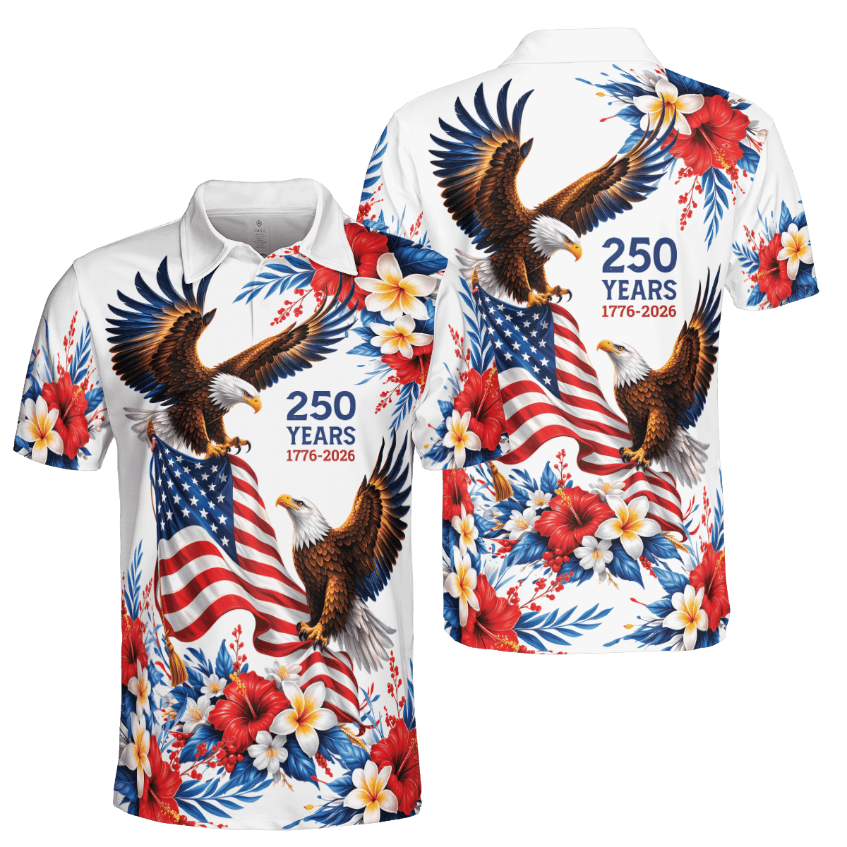 Lotusprinthandmade 250th America Anniversary Eagle Men Polo Shirt 5XL ...