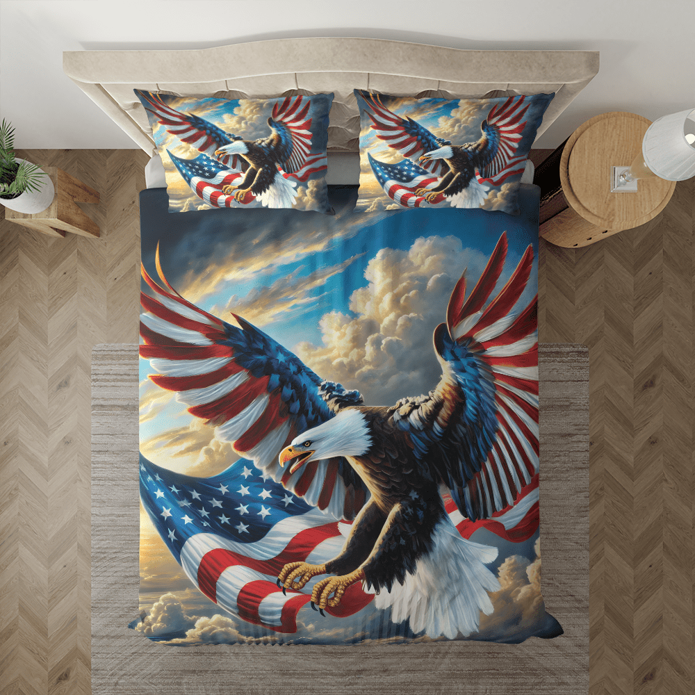 Lotusprinthandmade America Eagle Patriotic Bedding Set (Made in Vietnam) (68x88), Eagle-Themed ...