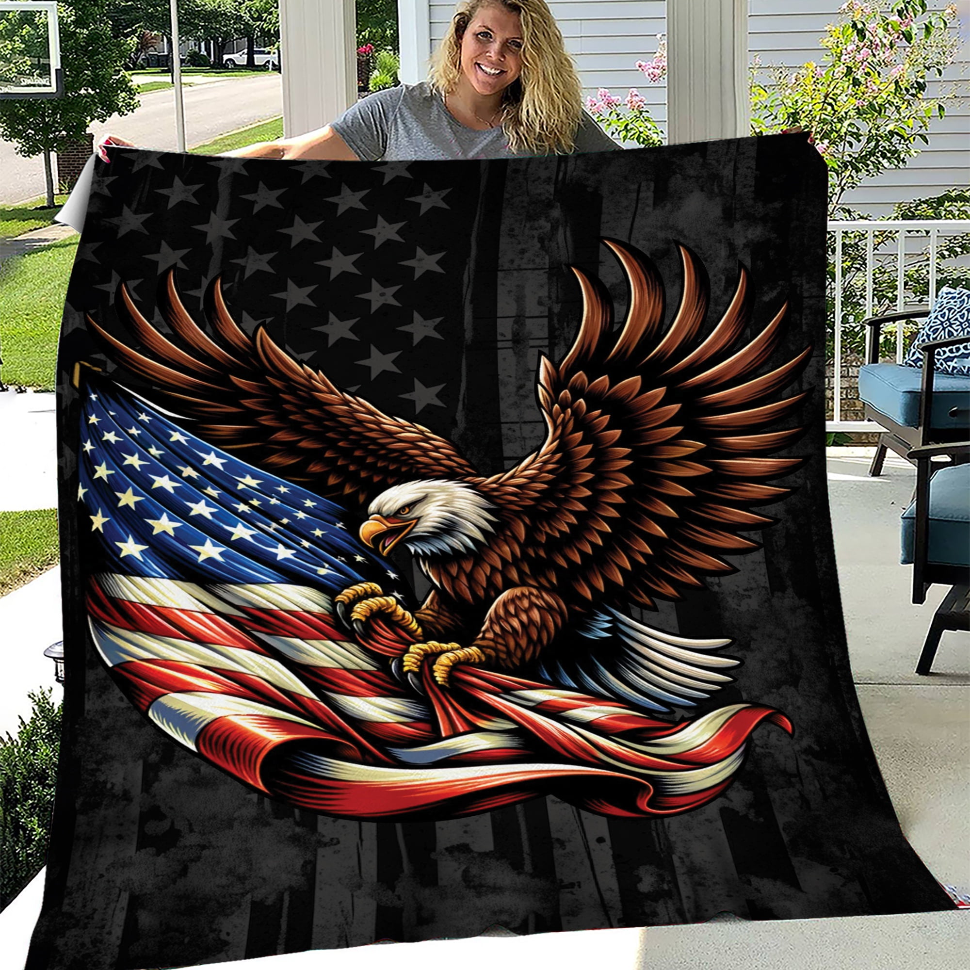 Lotusprinthandmade America Eagle Patriotic Fleece Blanket 2 Sizes (Made ...