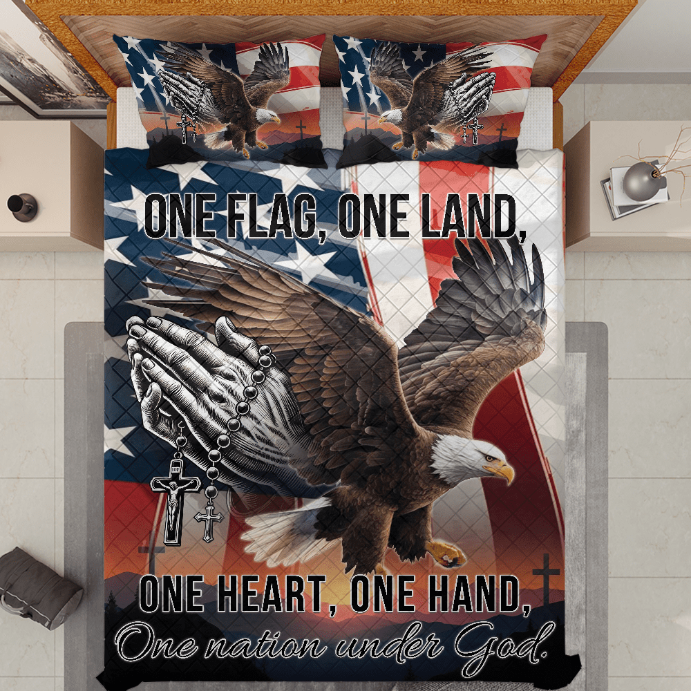 Lotusprinthandmade America Eagle Patriotic Quilt Bedding Set (White ...