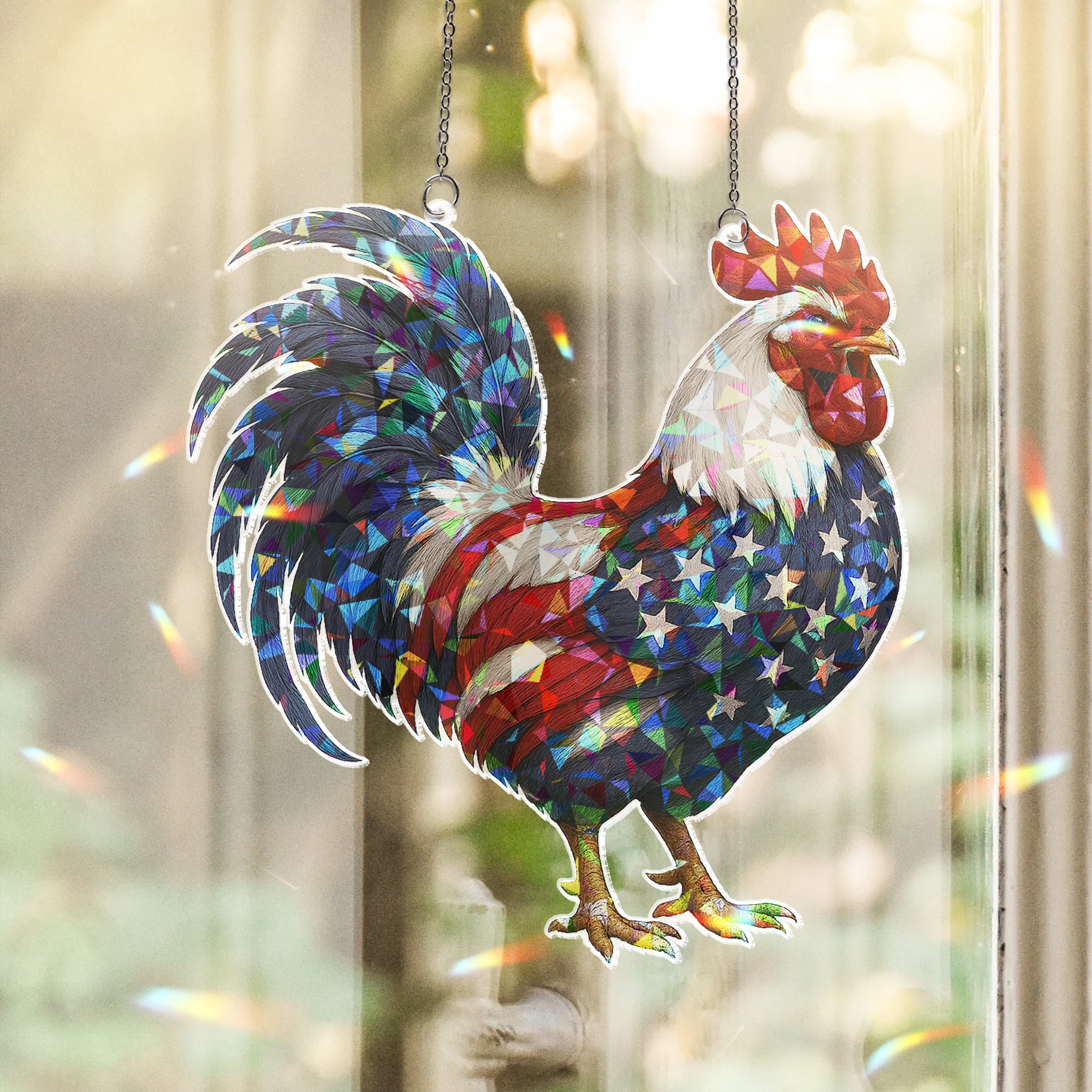 Lotusprinthandmade America Flag Chicken Custom Shape Broken Glass ...