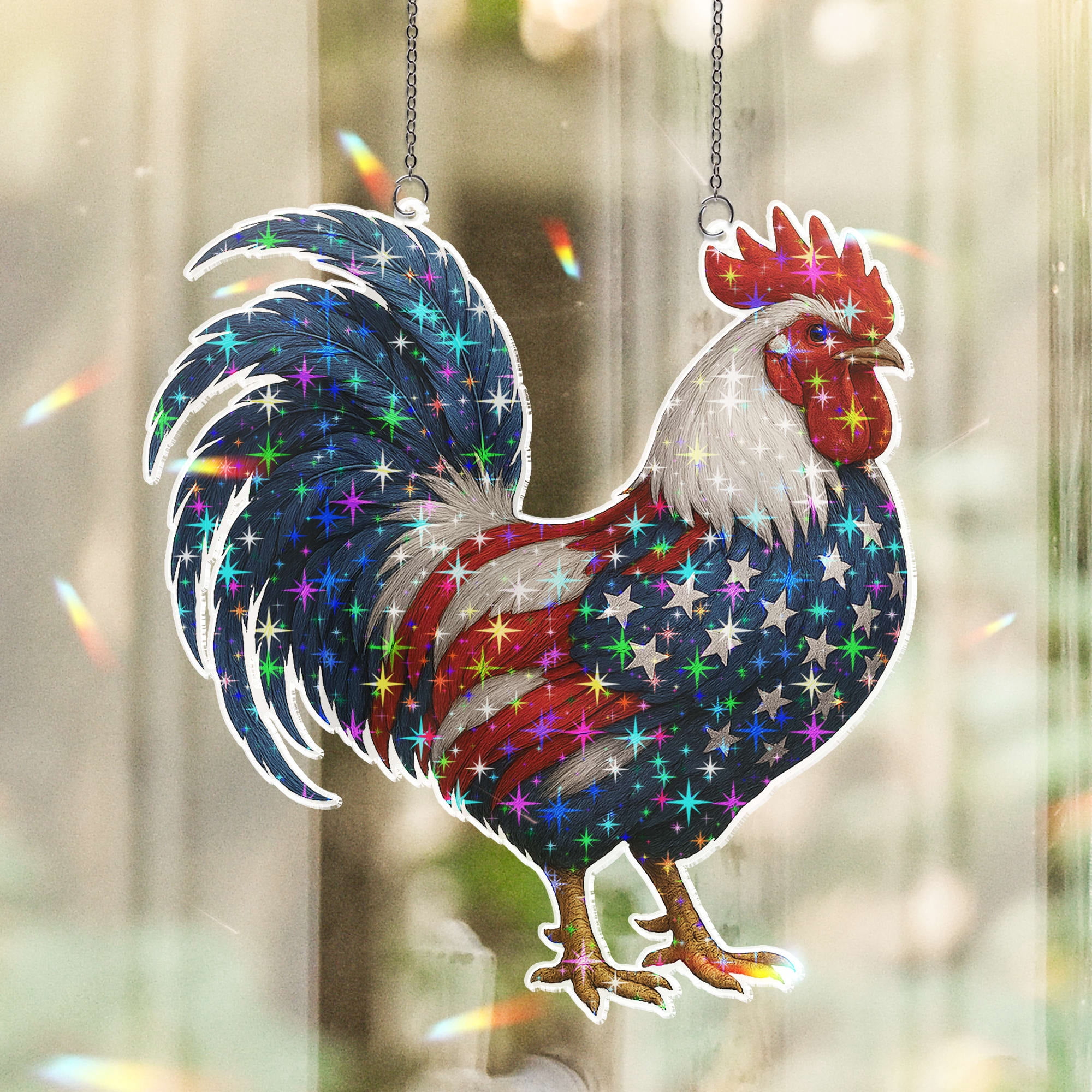 Lotusprinthandmade America Flag Chicken Custom Shape Star Hologram ...