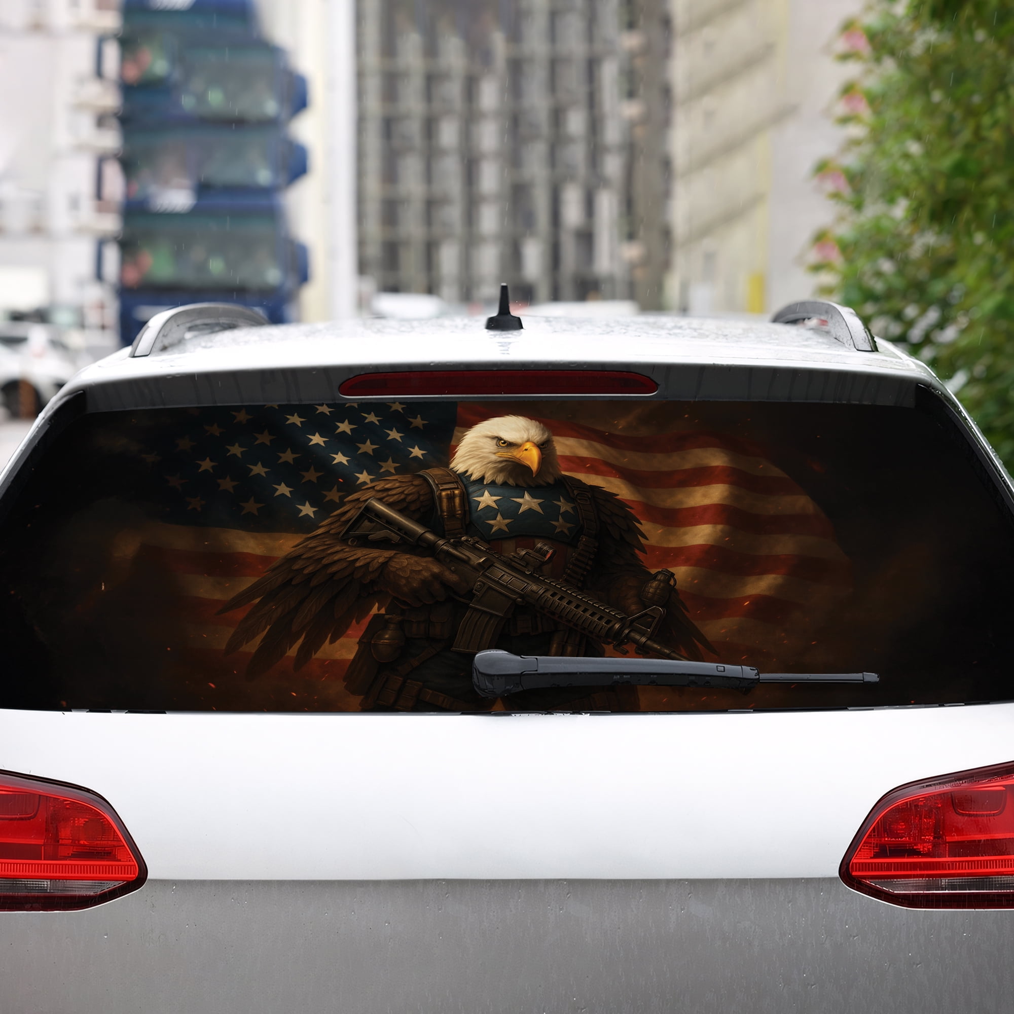 Lotusprinthandmade America Flag Eagle Patriotic Rear Window Car Decal 3 ...