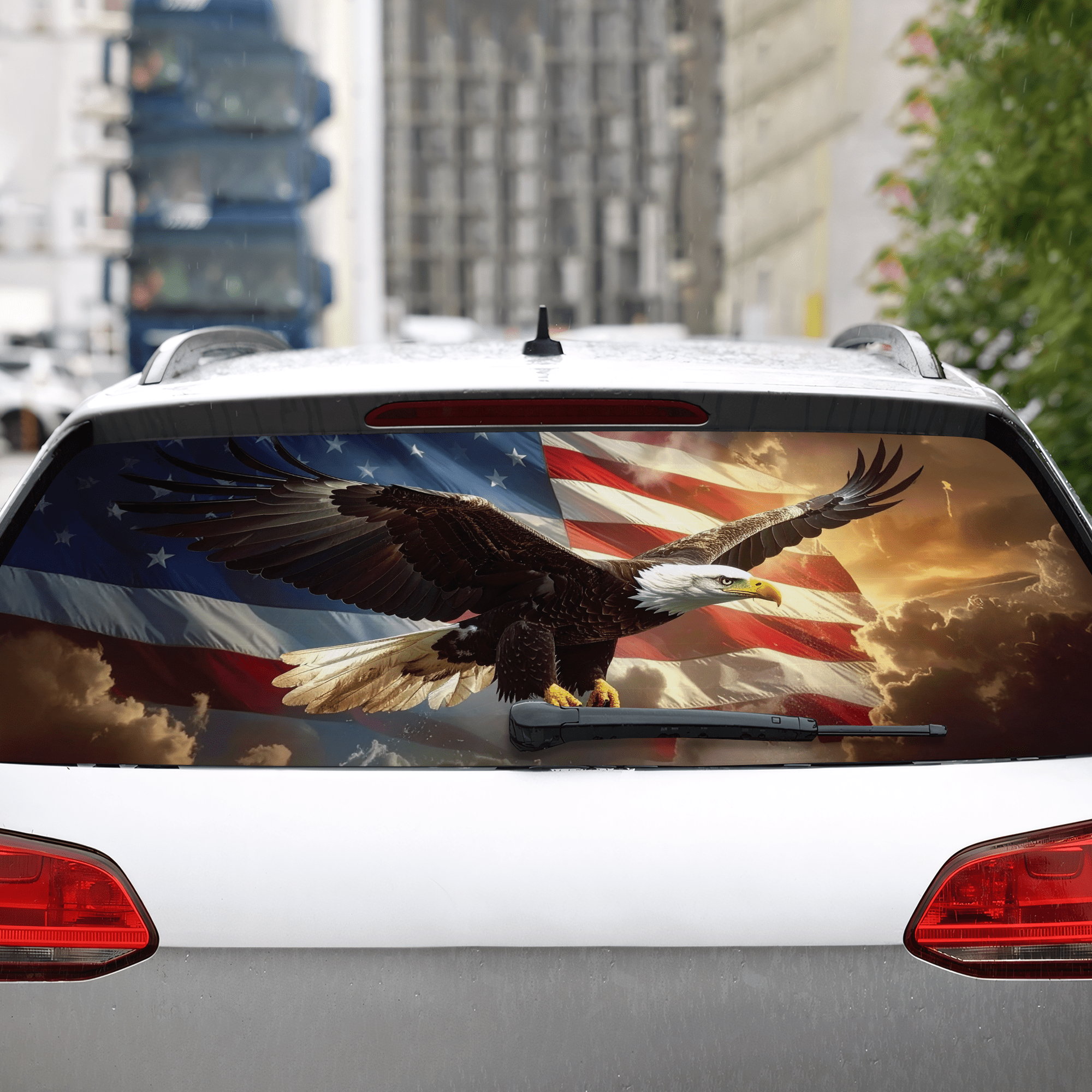 Lotusprinthandmade America Flag Eagle Rear Window Car Decal 3 Sizes ...