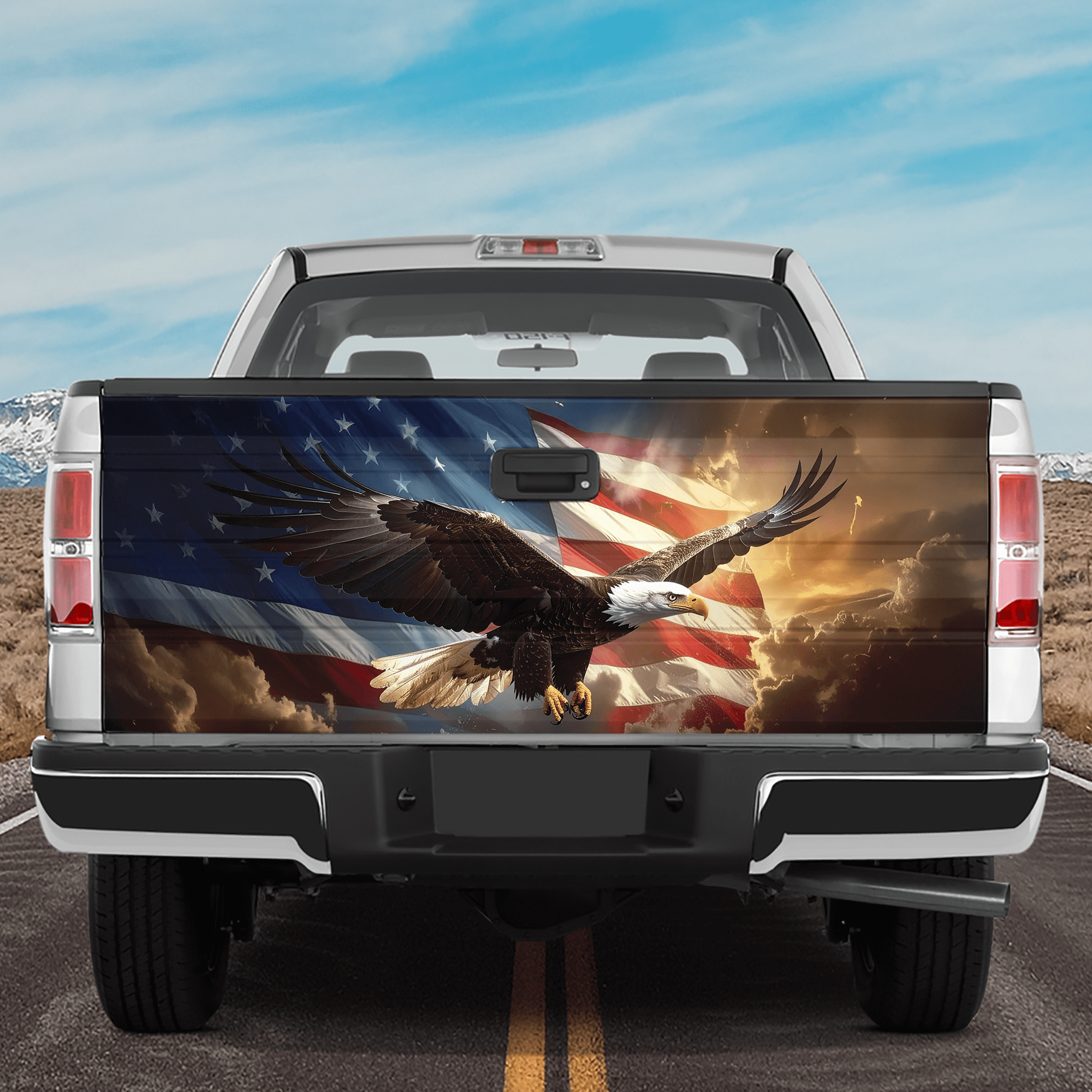 Lotusprinthandmade America Flag Eagle Tailgate Wrap 2 Sizes (26"x66 ...