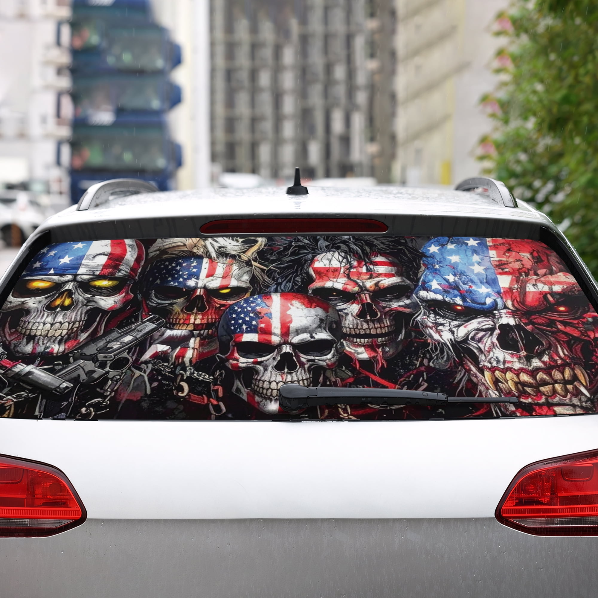 Lotusprinthandmade America Flag Skull Skeleton Rear Window Car Decal 3 ...