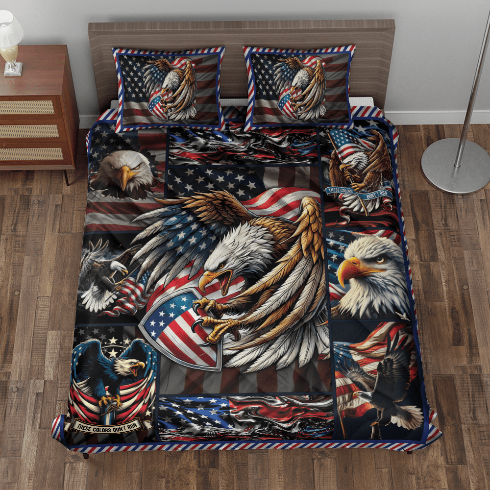 Lotusprinthandmade America Patriotic Eagle Quilt Bedding Set (Fold Hem ...