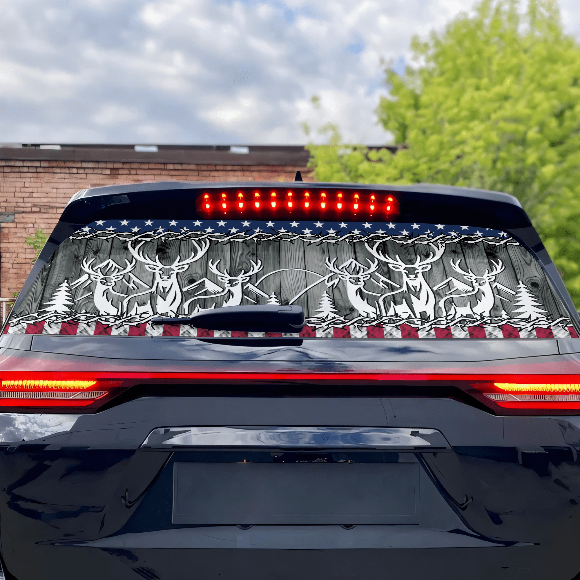 Lotusprinthandmade America US Flag Deer Hunting Rear Window Car Decal 3 ...