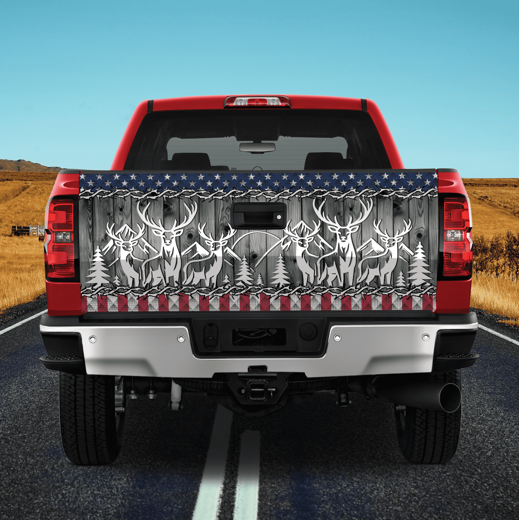 Lotusprinthandmade America US Flag Deer Hunting Tailgate Wrap 2 Sizes ...