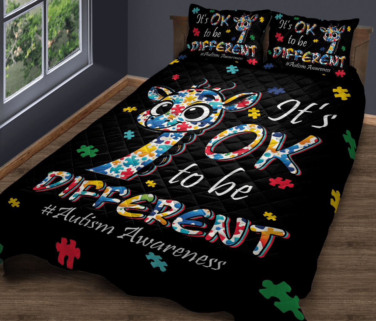 Lotusprinthandmade Autism Awareness Cute Giraffe Quilt Bedding Set ...