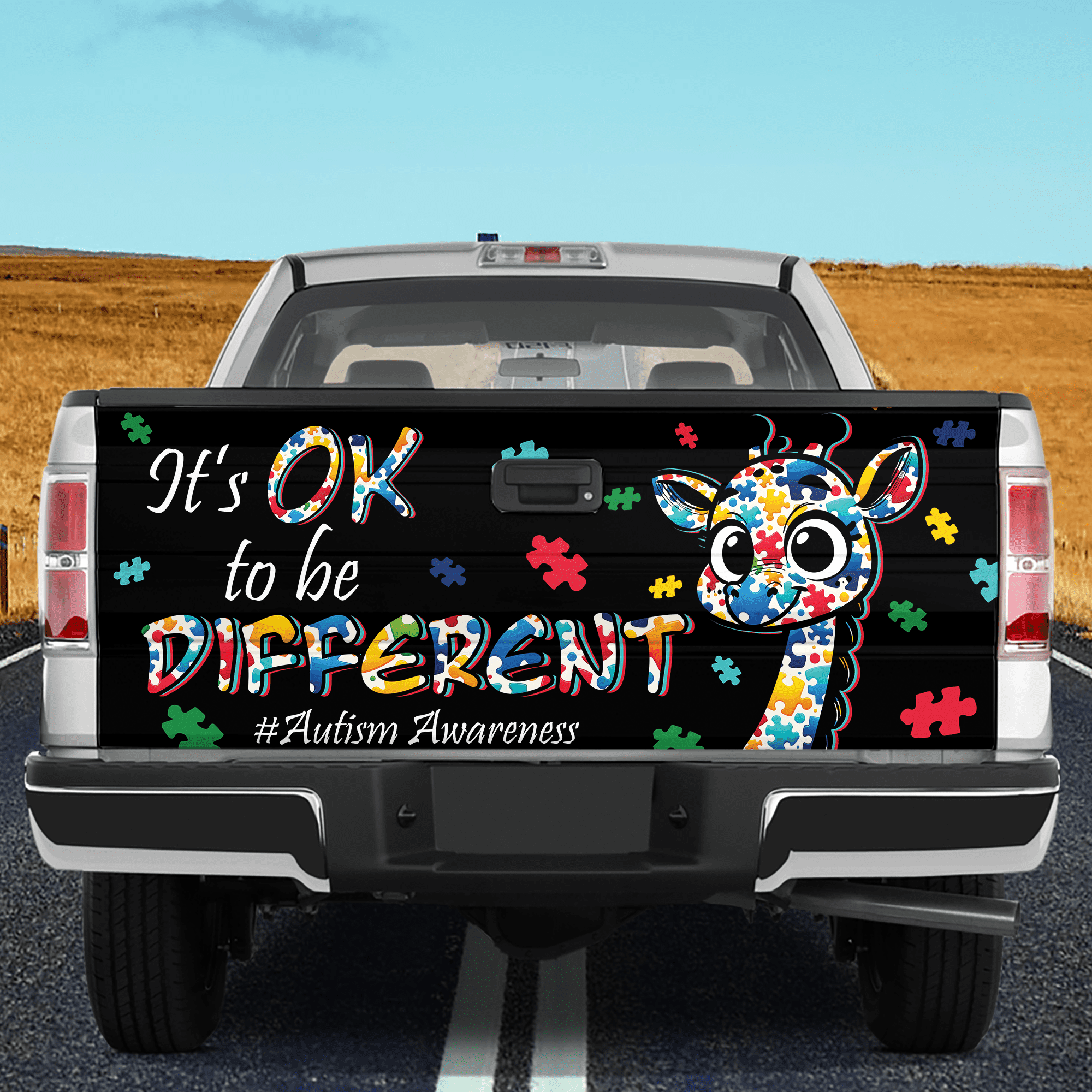 Lotusprinthandmade Autism Awareness Cute Giraffe Tailgate Wrap 2 Sizes ...