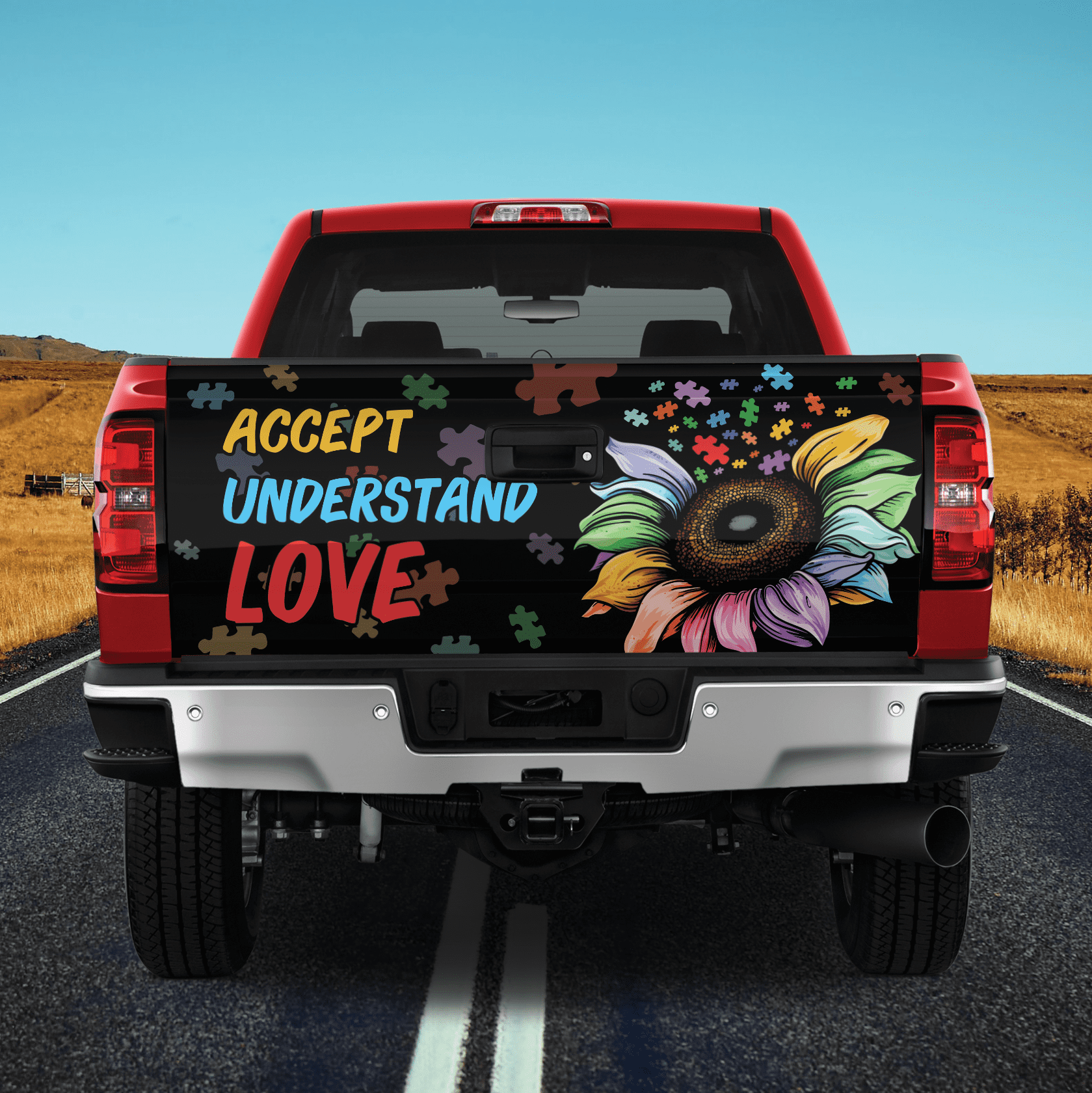 Lotusprinthandmade Autism Awareness Tailgate Wrap 24"x58", Autism ...