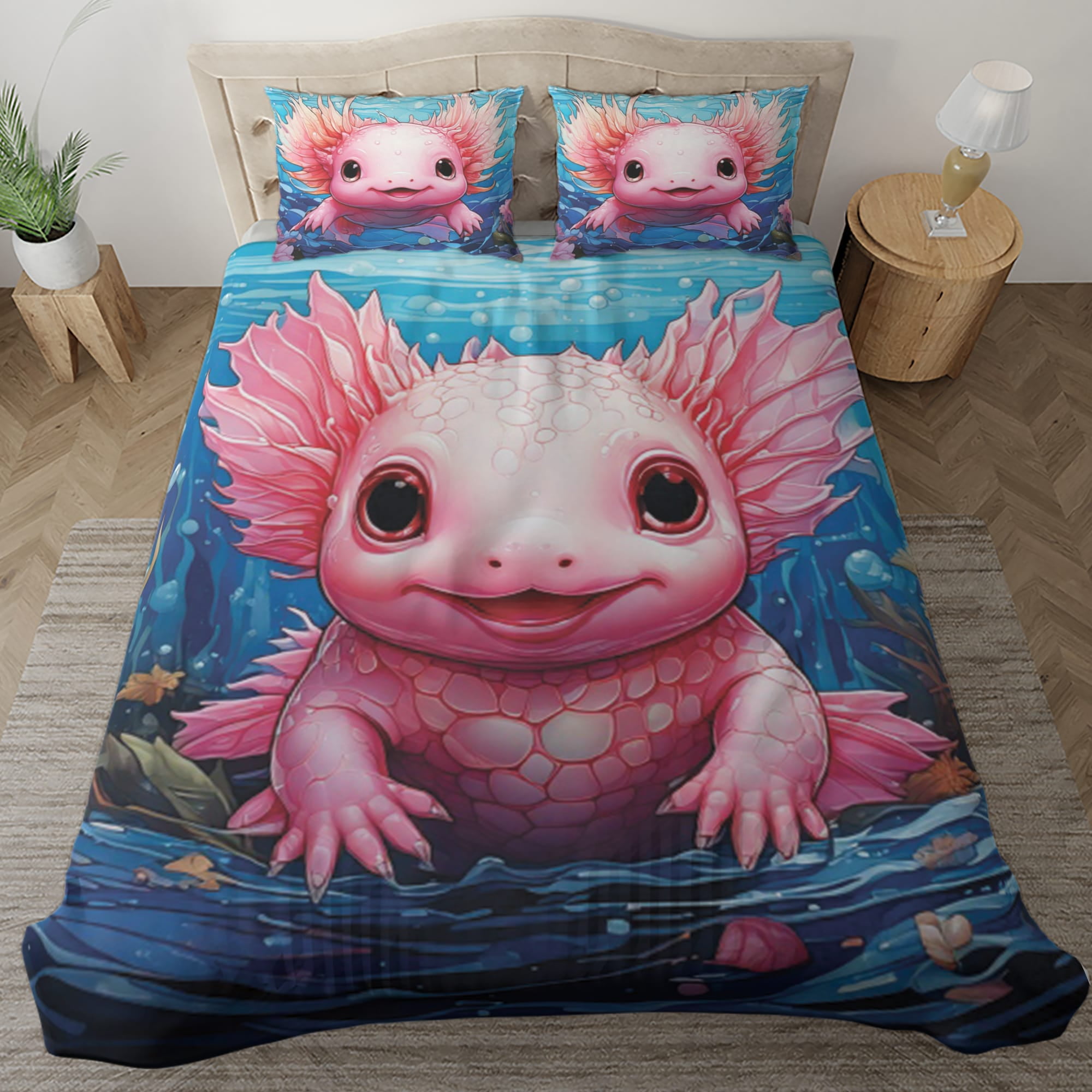 Lotusprinthandmade Axolotl Animal Bedding Set (Made in Vietnam) (104x88 ...