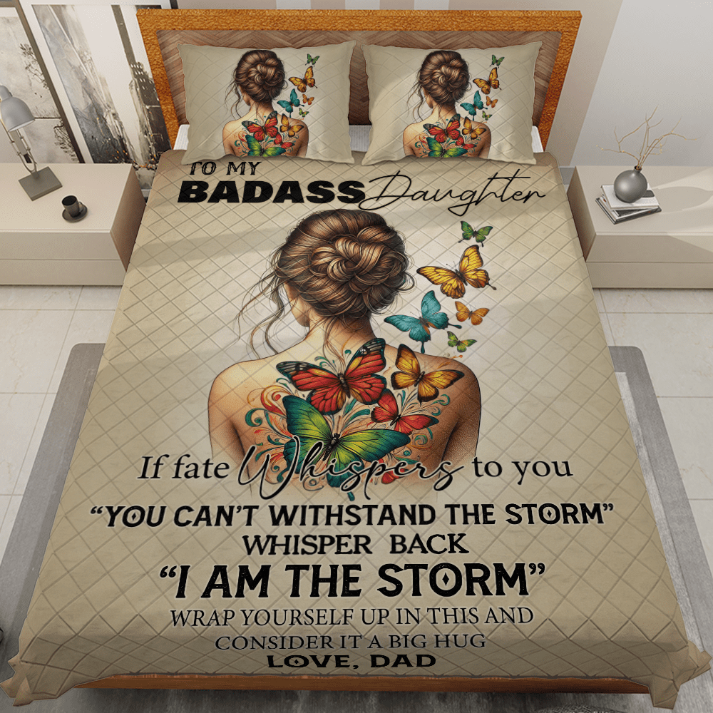 Lotusprinthandmade To My Badass Daughter Quilt Bedding Set, White ...