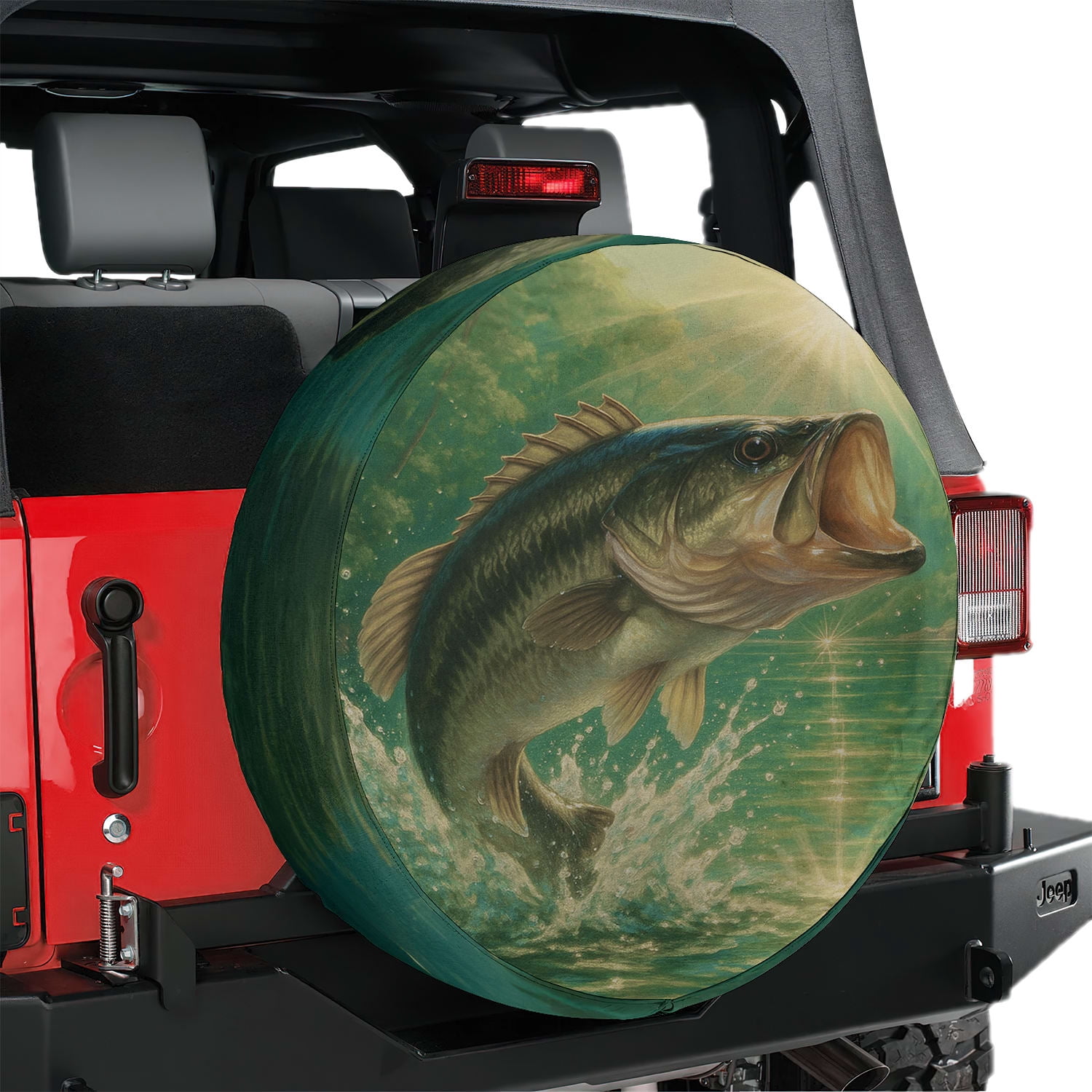 Lotusprinthandmade Bass Fishing Spare Tire Cover Without Backup Camera ...
