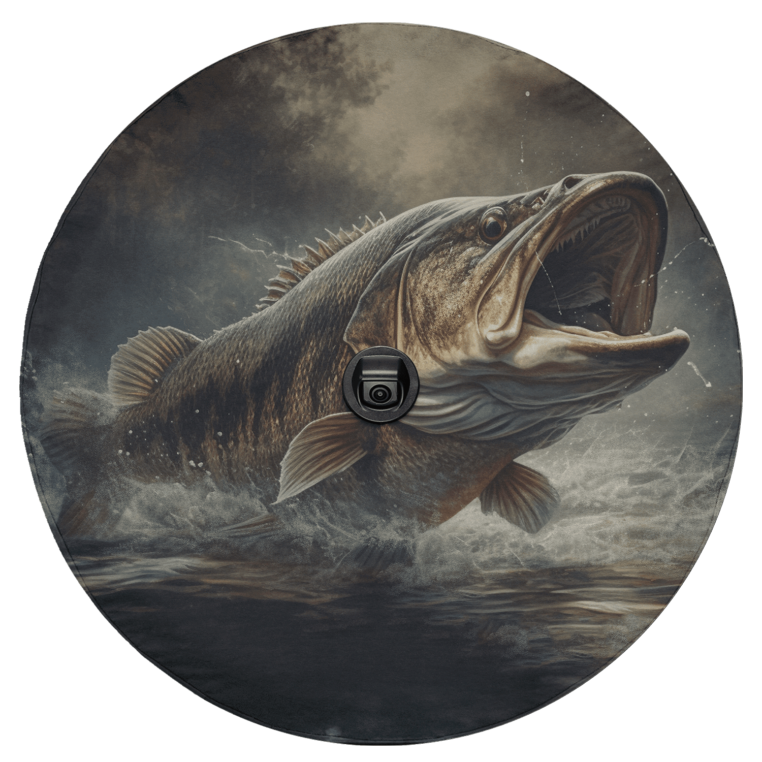 Lotusprinthandmade Bass Jumping Fishing Spare Tire Cover With Backup ...