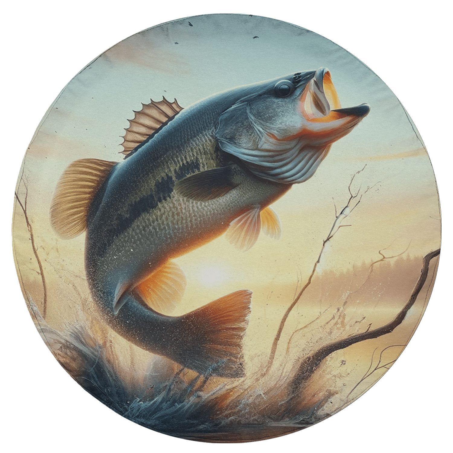 Lotusprinthandmade Bass Jumping Fishing Spare Tire Cover Without Backup ...