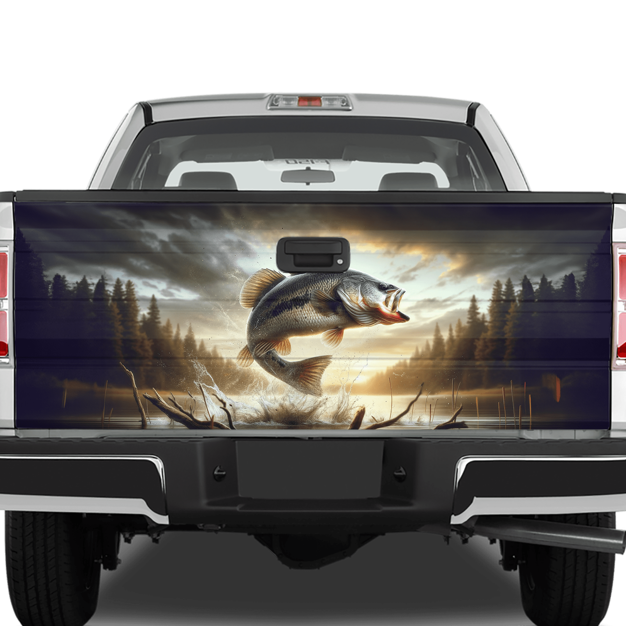 Lotusprinthandmade Bass Jumping Fishing Tailgate Wrap 2 Sizes, fishing ...