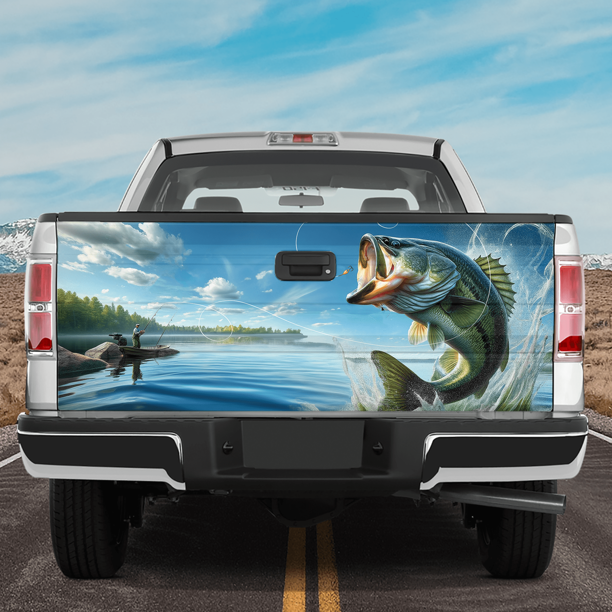 Lotusprinthandmade Bass Seabass Fishing Tailgate Wrap 2 Sizes (24"x58 ...
