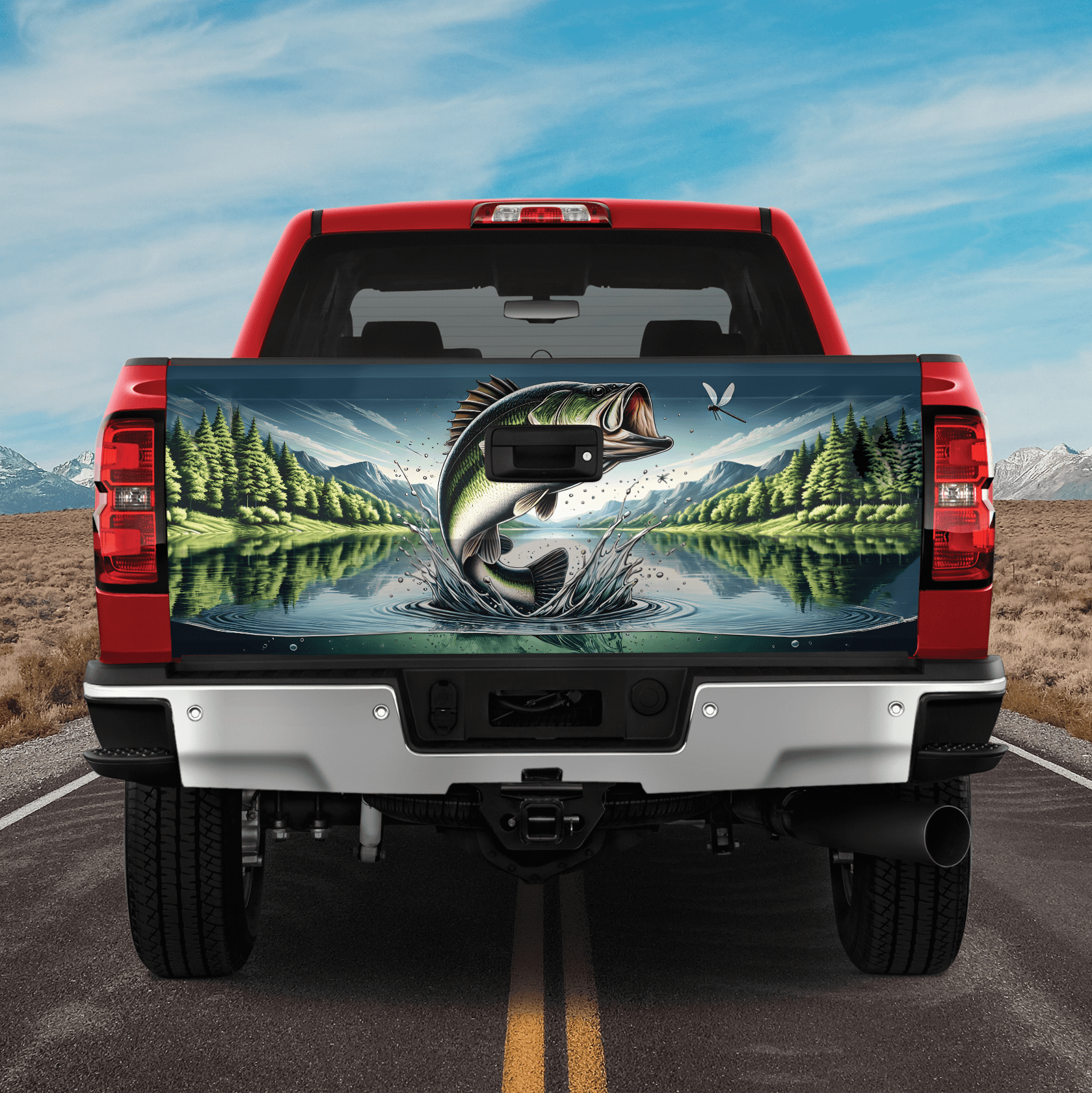 Lotusprinthandmade Bass Seabass Fishing Tailgate Wrap 2 Sizes (24"x58 ...