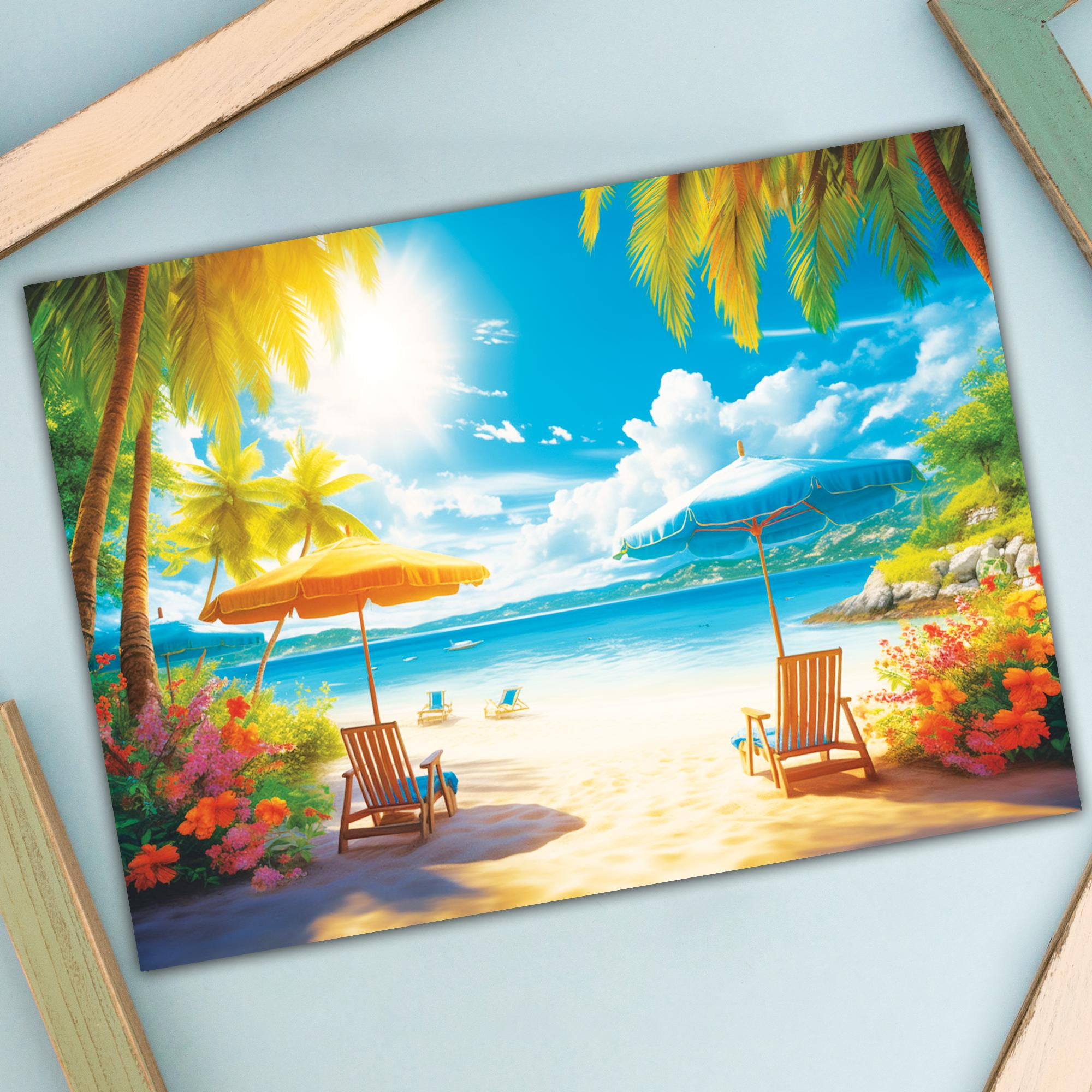 Lotusprinthandmade Beach Fun Tropical Poster 24" x 36", Tropical Beach ...