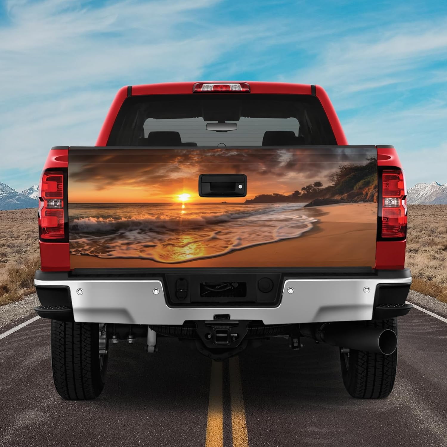 Lotusprinthandmade Beach Tailgate Wrap 26"x66", Beach Truck Tailgate ...