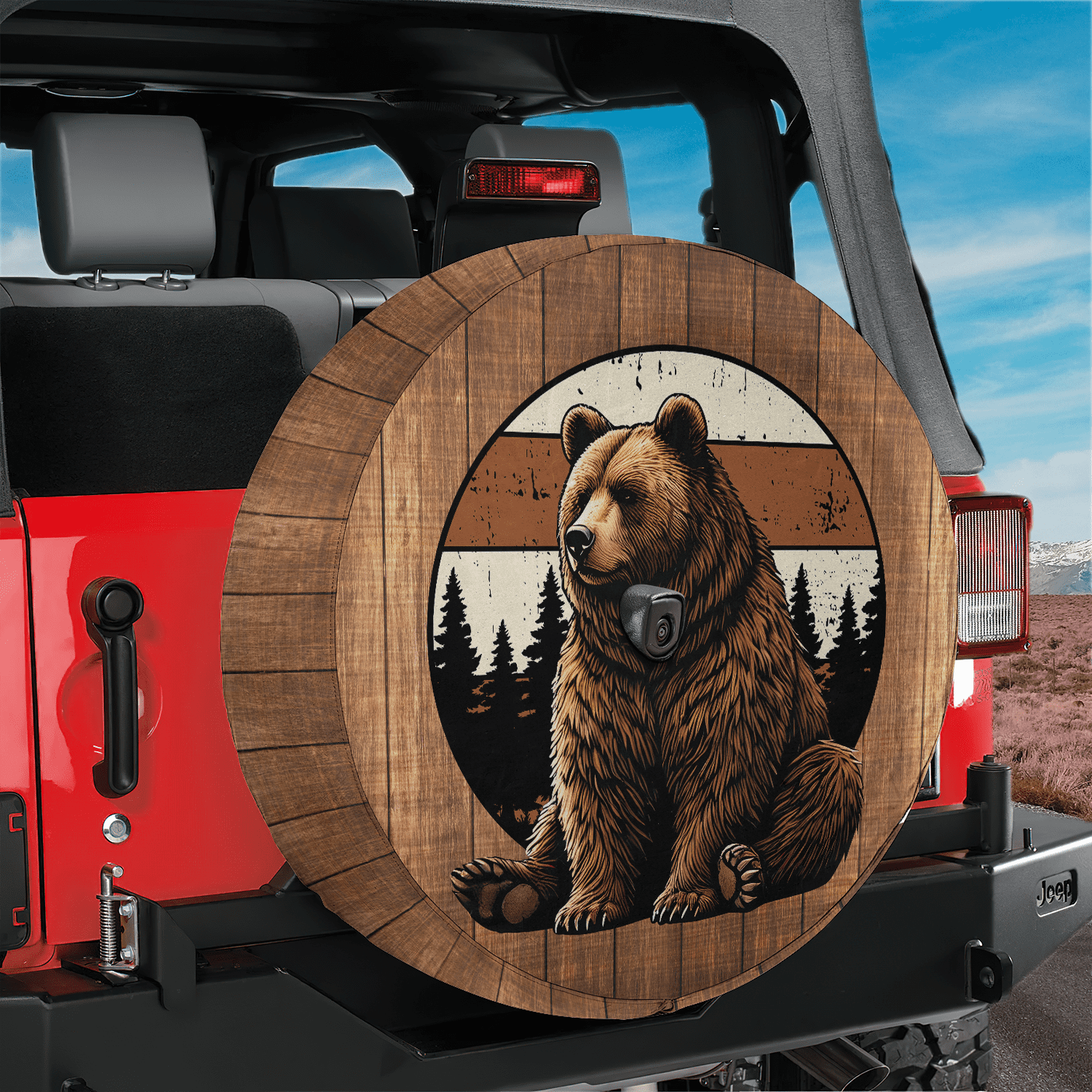Lotusprinthandmade Bear Lovers Spare Tire Cover With Backup Camera Hole ...