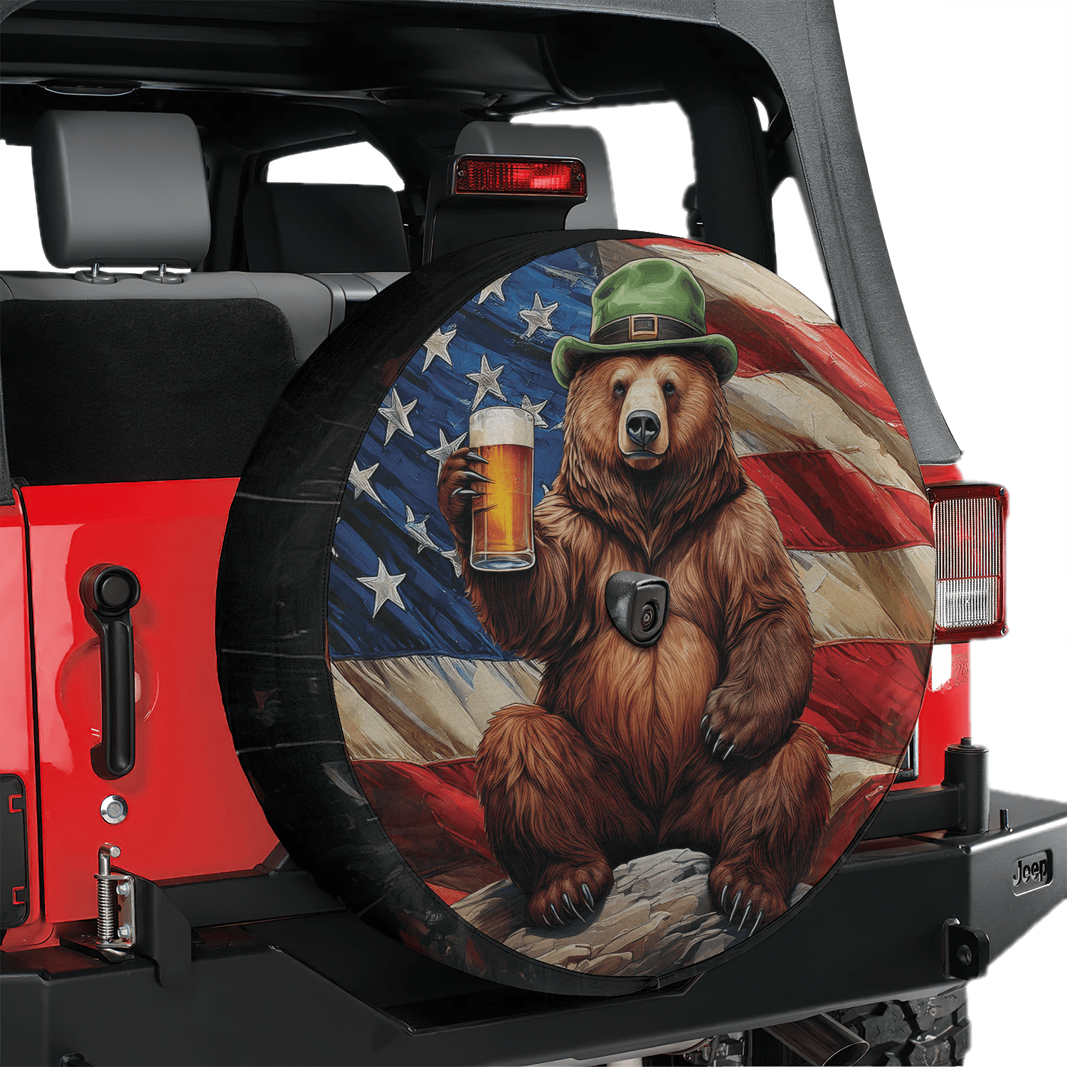 Lotusprinthandmade Bear Lovers US Flag Spare Tire Cover With Backup ...