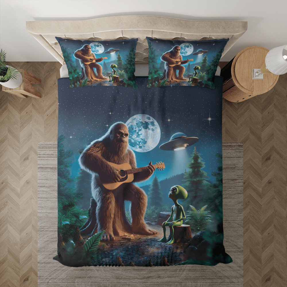 Lotusprinthandmade Bigfoot And UFO Bedding Set (Made in Vietnam) (78x88 ...