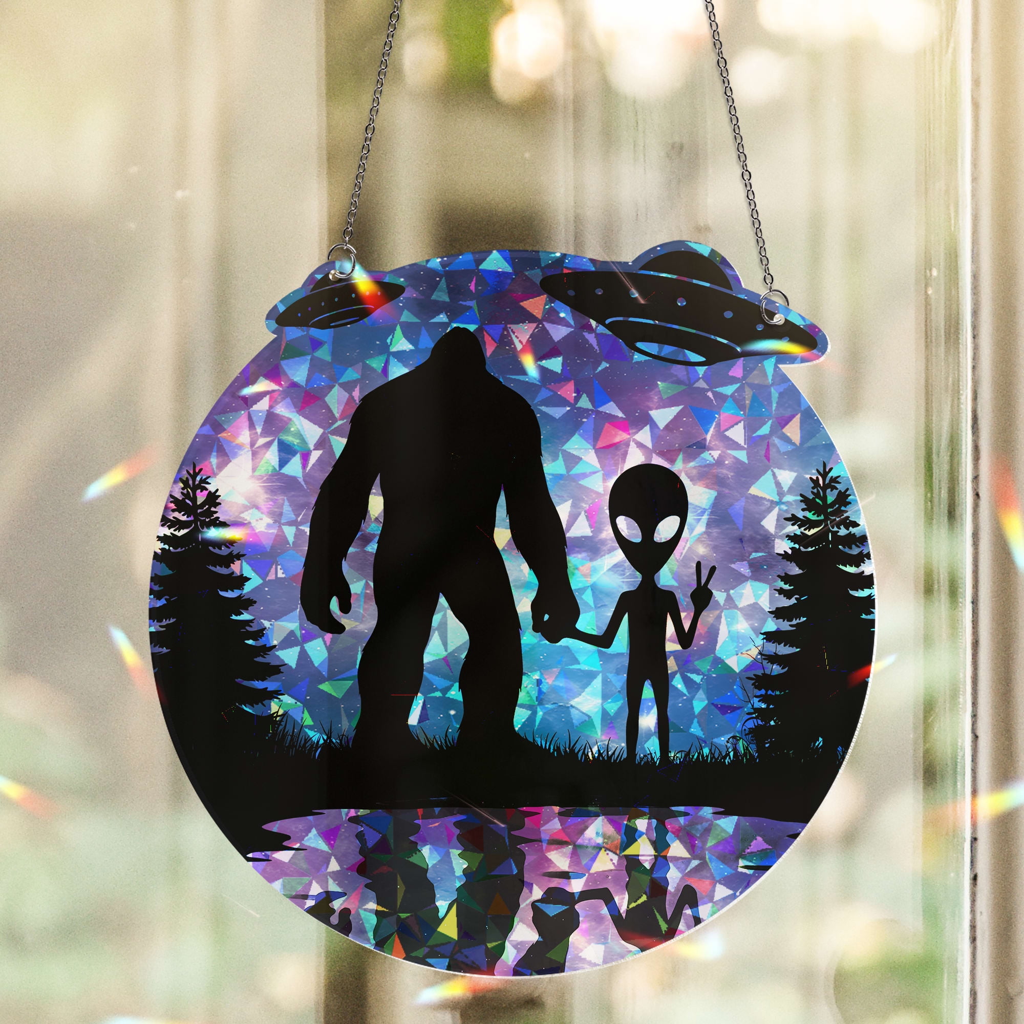 Lotusprinthandmade Bigfoot And UFO Custom Shape Broken Glass Hologram ...