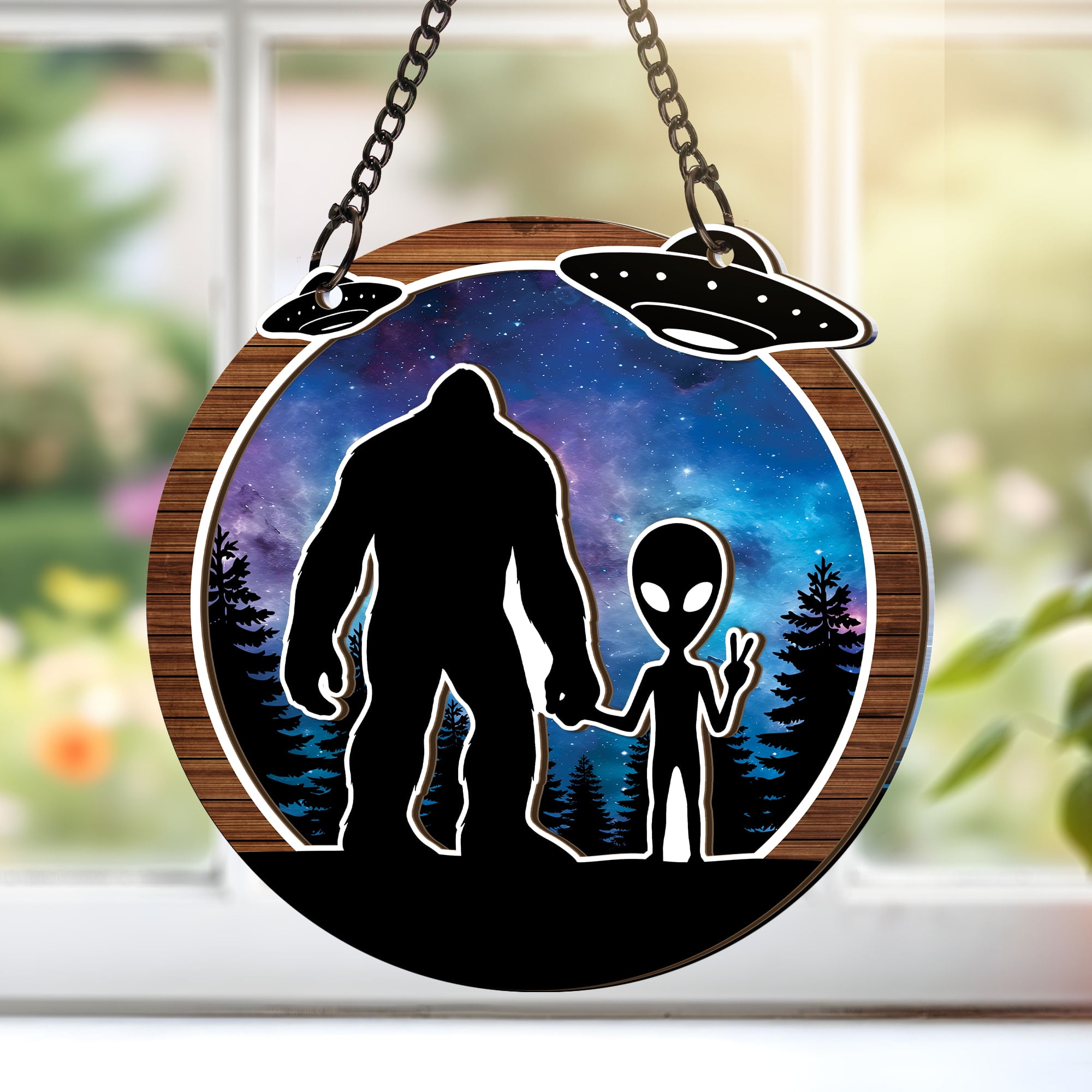 Lotusprinthandmade Bigfoot And UFO Custom Shape Window Hanging ...