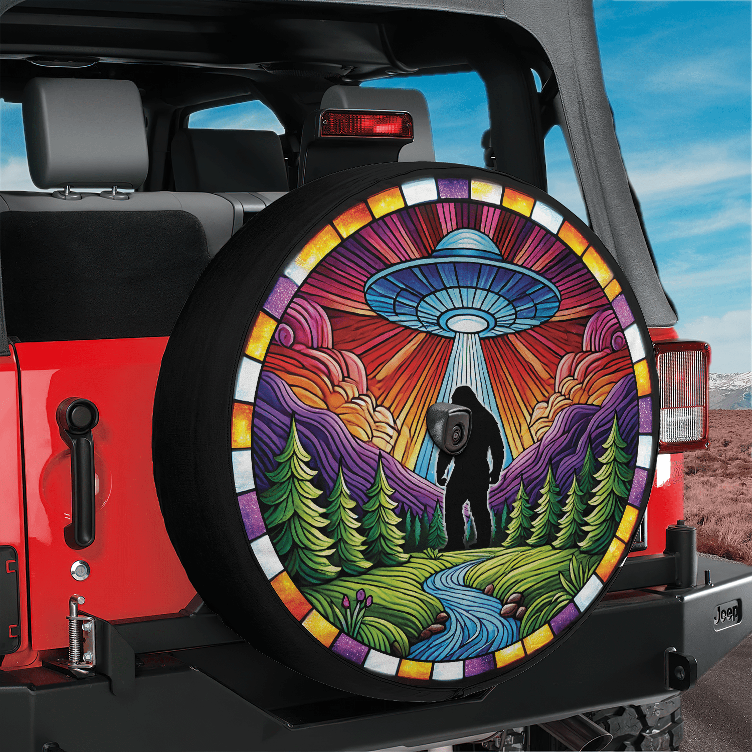Lotusprinthandmade Bigfoot Lovers Spare Tire Cover With Backup Camera ...