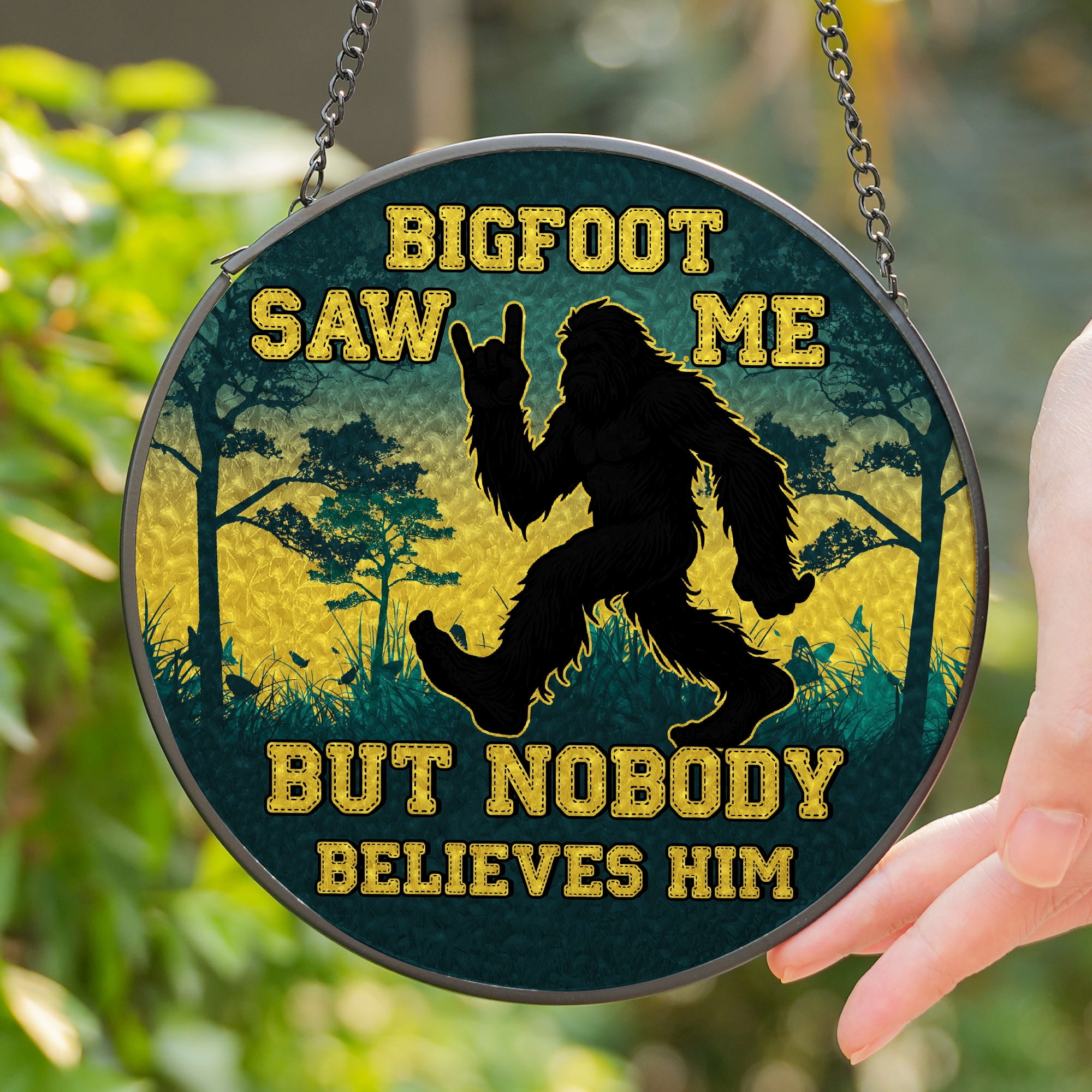 Lotusprinthandmade Bigfoot Saw Me Stained Glass Suncatcher for Window ...