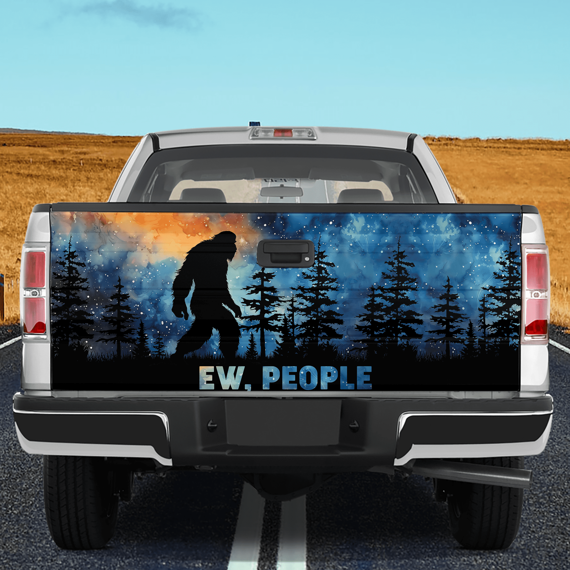 Lotusprinthandmade Bigfoot Tailgate Wrap 2 Sizes (24"x58"), Bigfoot in ...