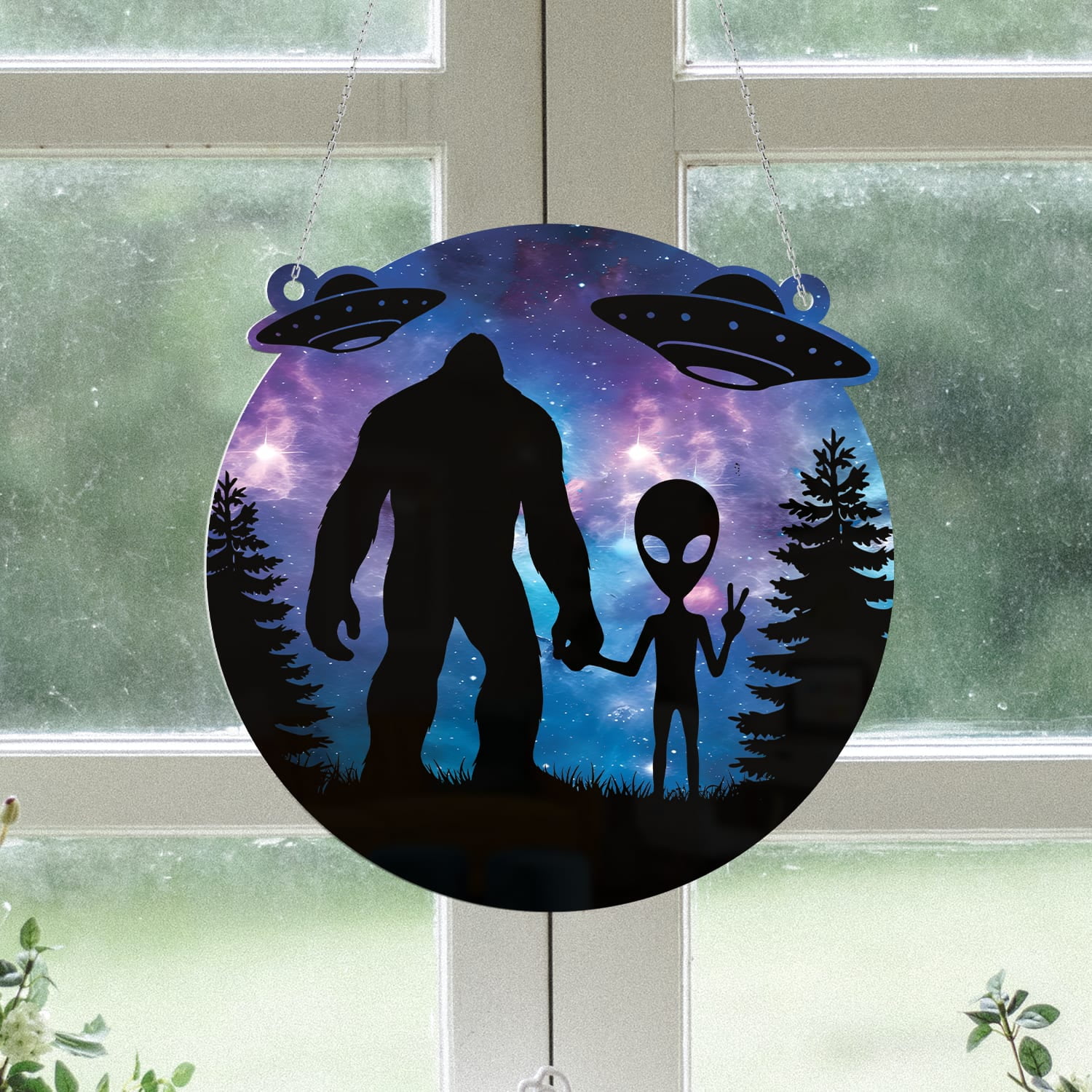 Lotusprinthandmade Bigfoot and UFO Custom Shape Window Hanging Acrylic ...