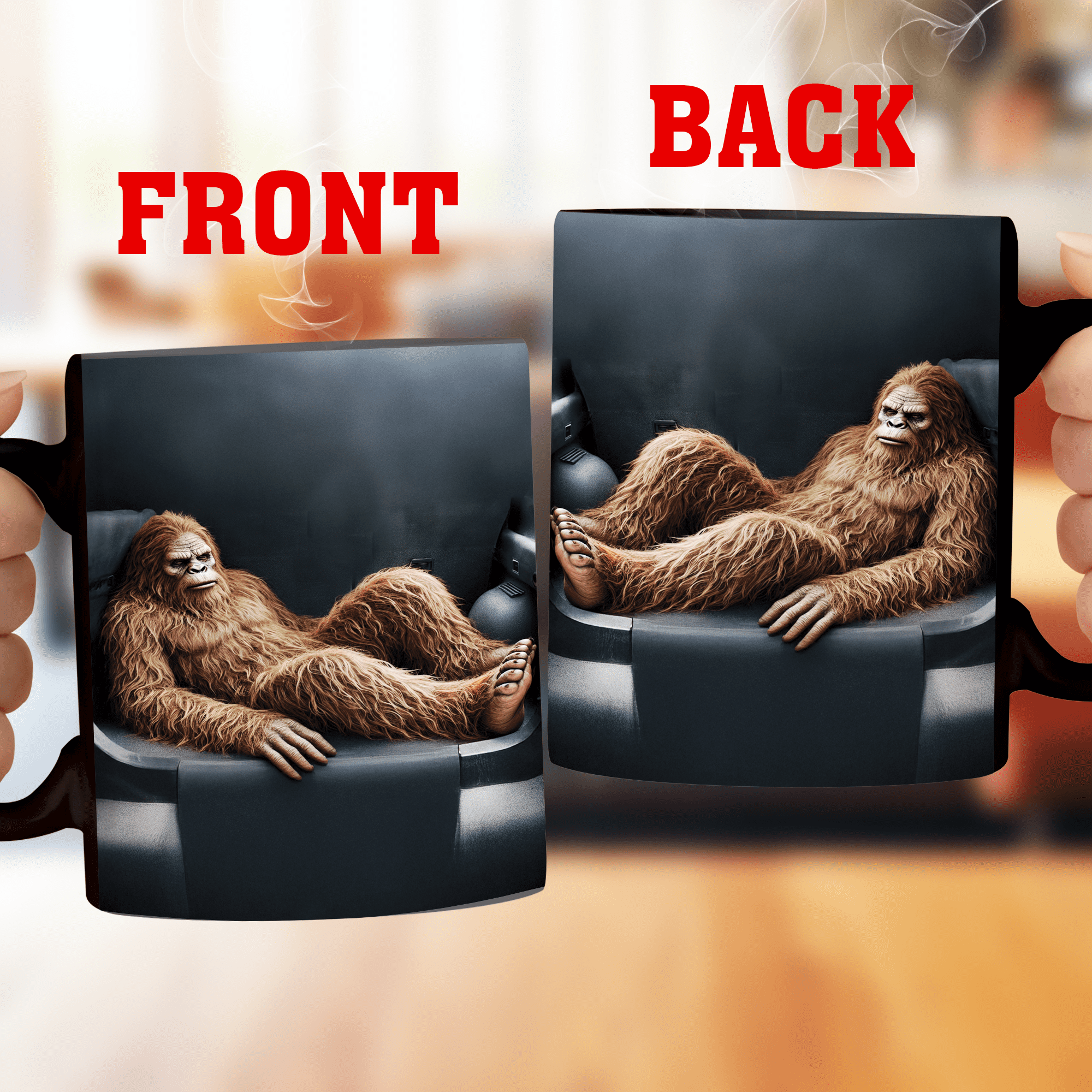 Lotusprinthandmade Bigfoot in Forest Black Ceramic Mug (15oz) (Made In ...