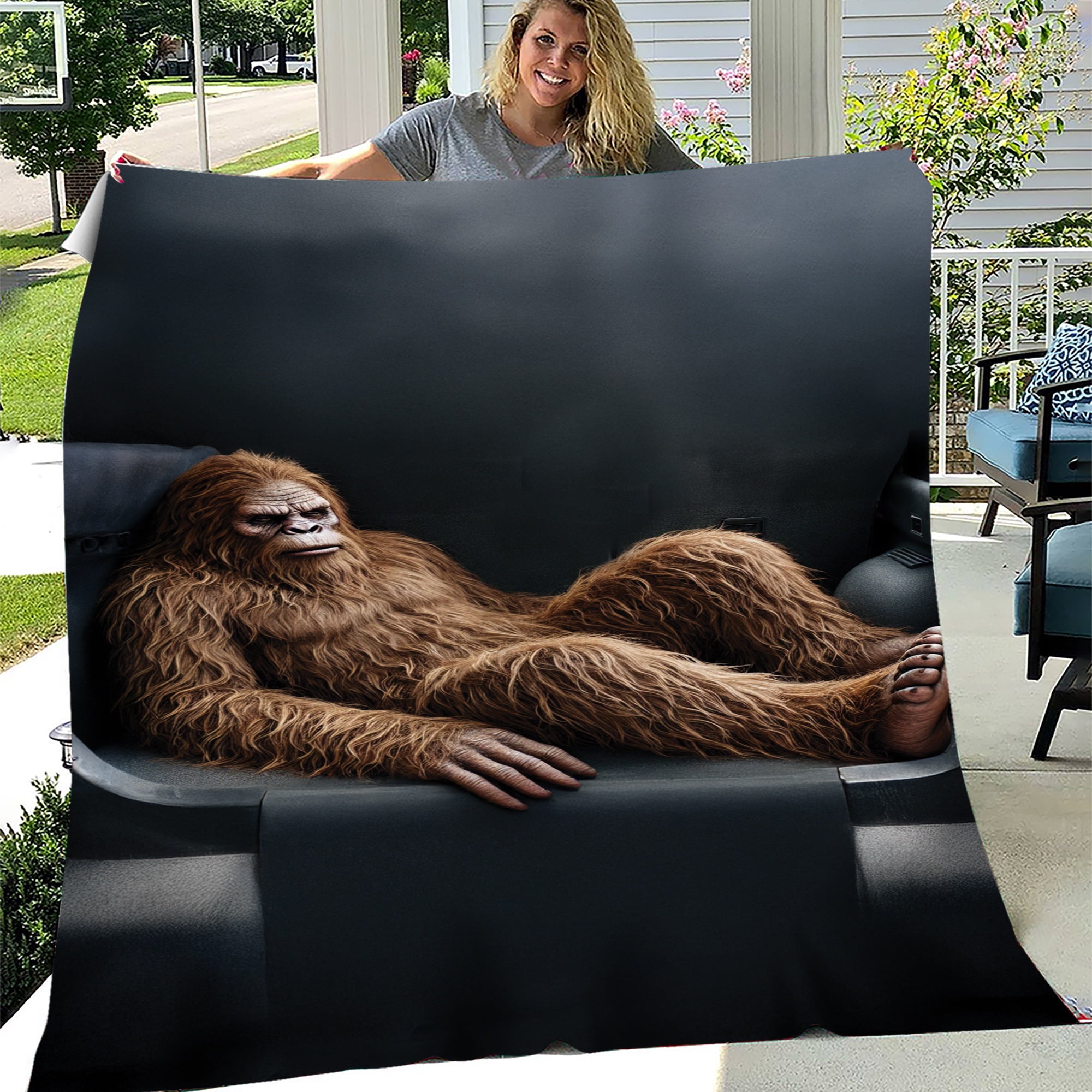 Lotusprinthandmade Bigfoot in Forest Fleece Blanket 2 Sizes (Made in US ...