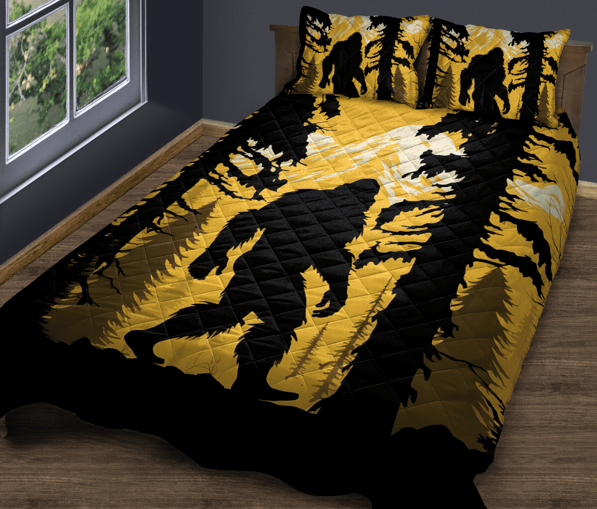 Lotusprinthandmade Bigfoot in Forest Quilt Bedding Set (Fold Hem) 5 ...