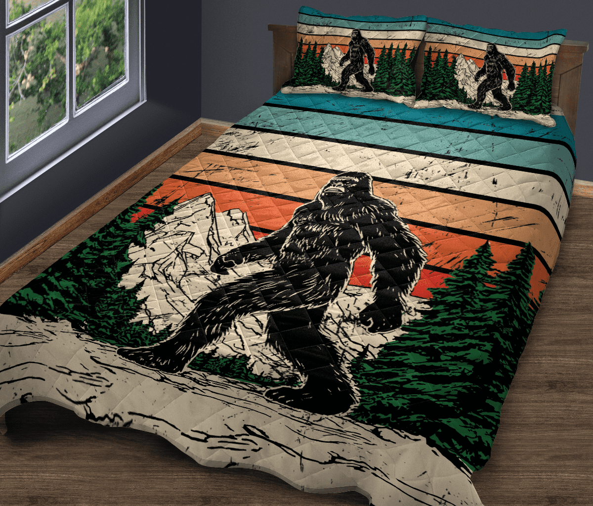 Lotusprinthandmade Bigfoot in Forest Quilt Bedding Set (Fold Hem) 5 ...