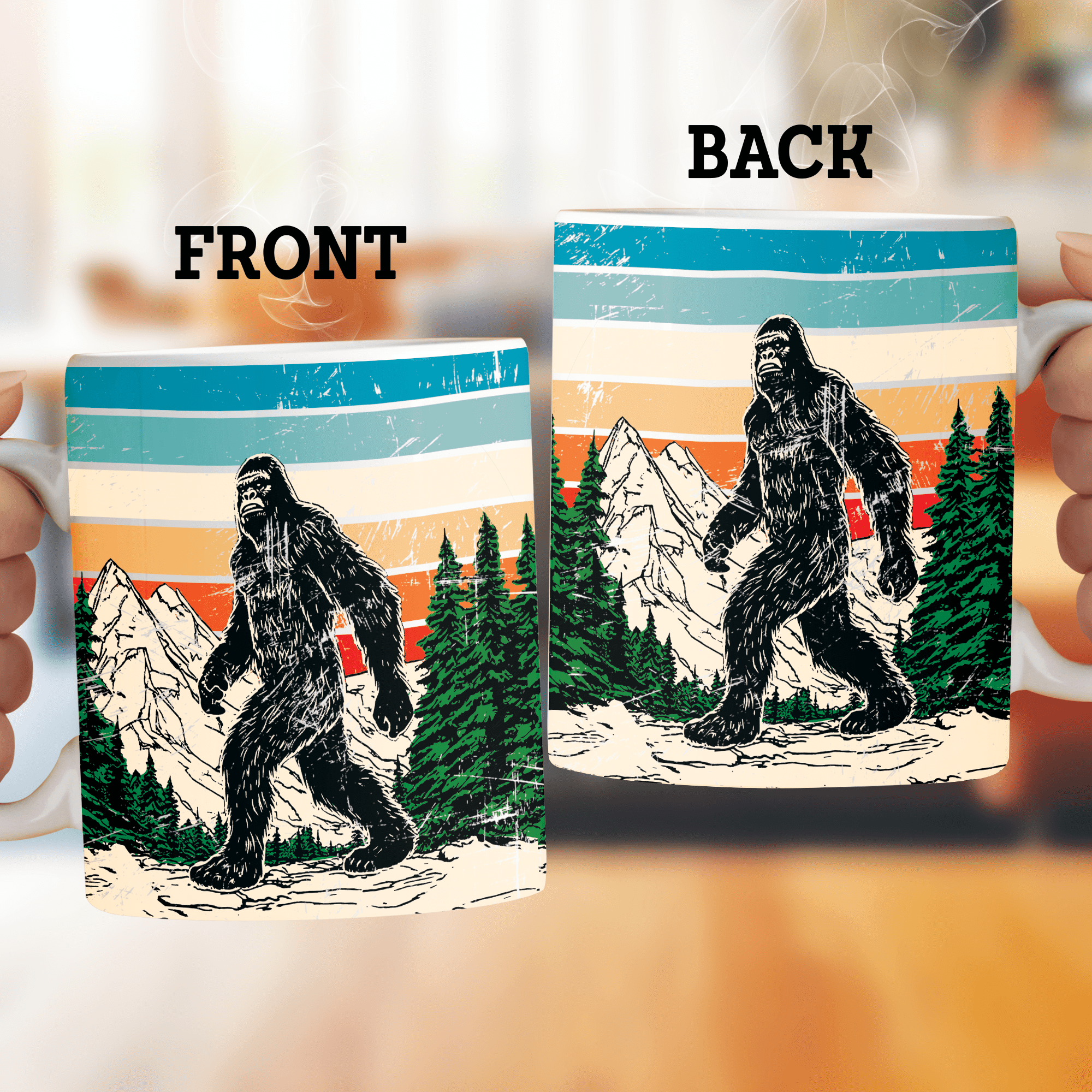 Lotusprinthandmade Bigfoot in Forest White Ceramic Mug (11oz) (Made In ...