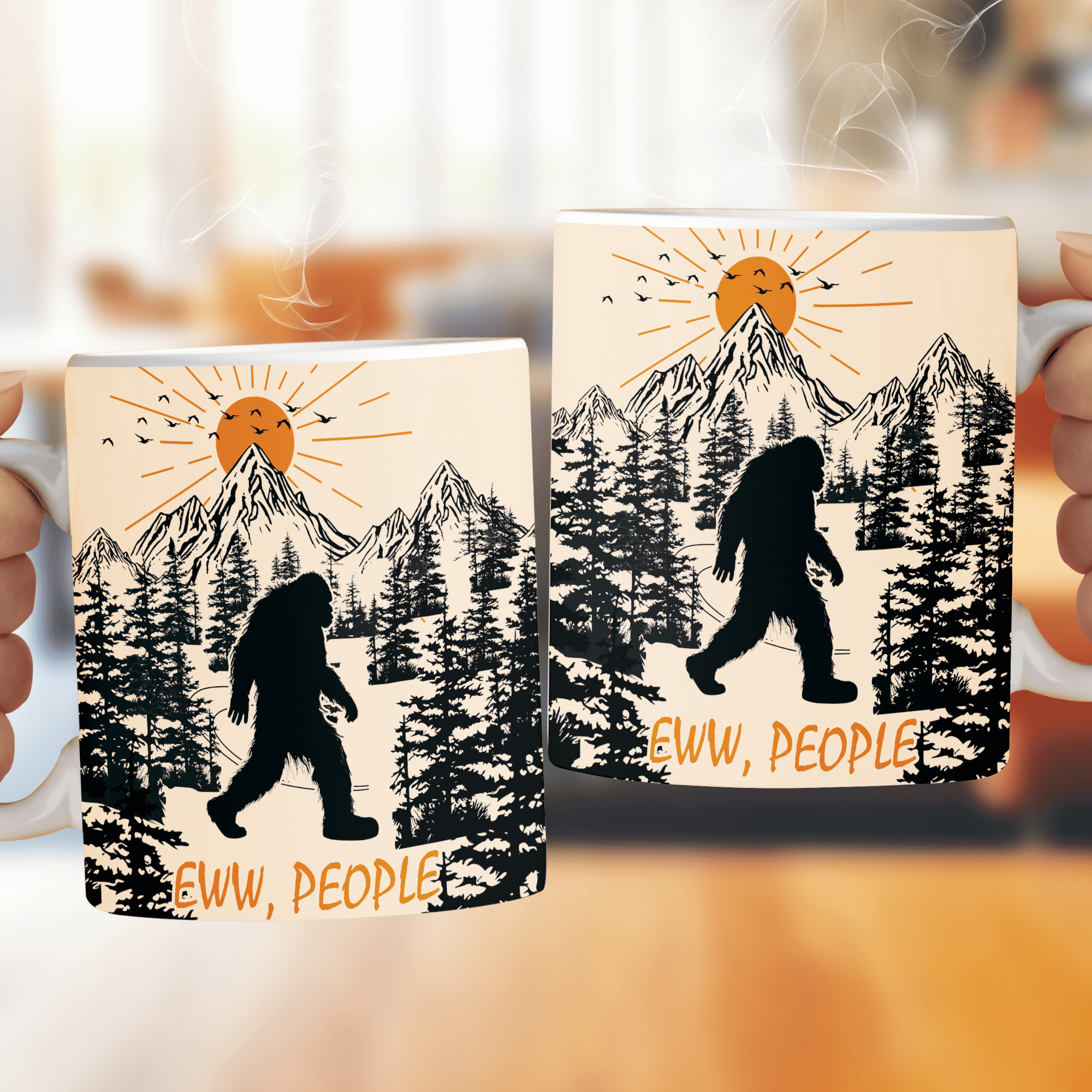 Lotusprinthandmade Bigfoot in Forest White Ceramic Mug (15oz) (Made In ...